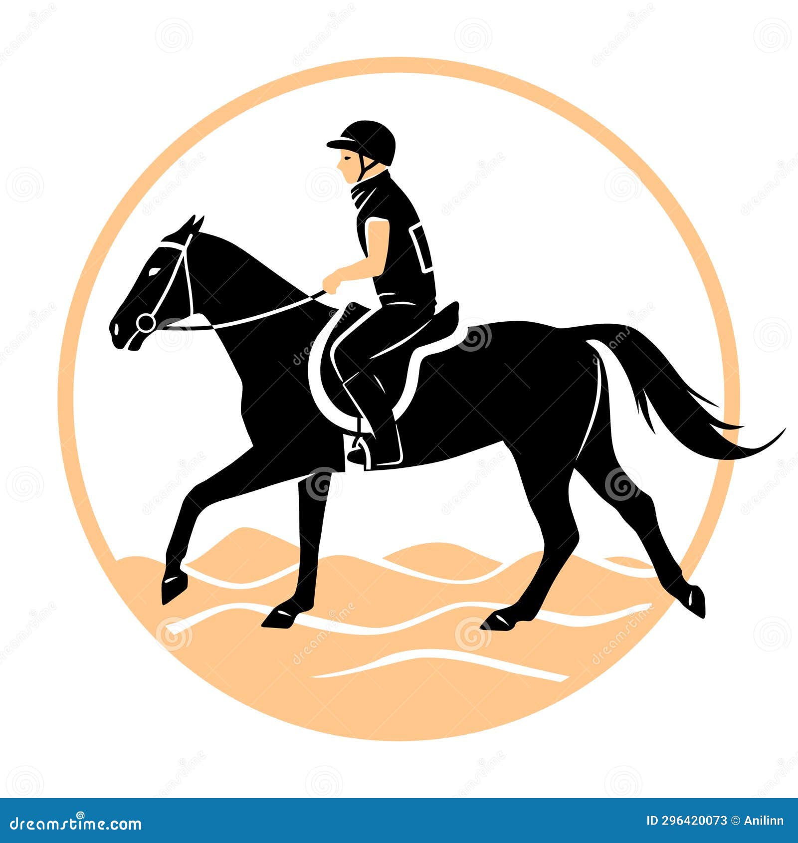 Illustration With A Horse And Rider Performing At Endurance Race ...