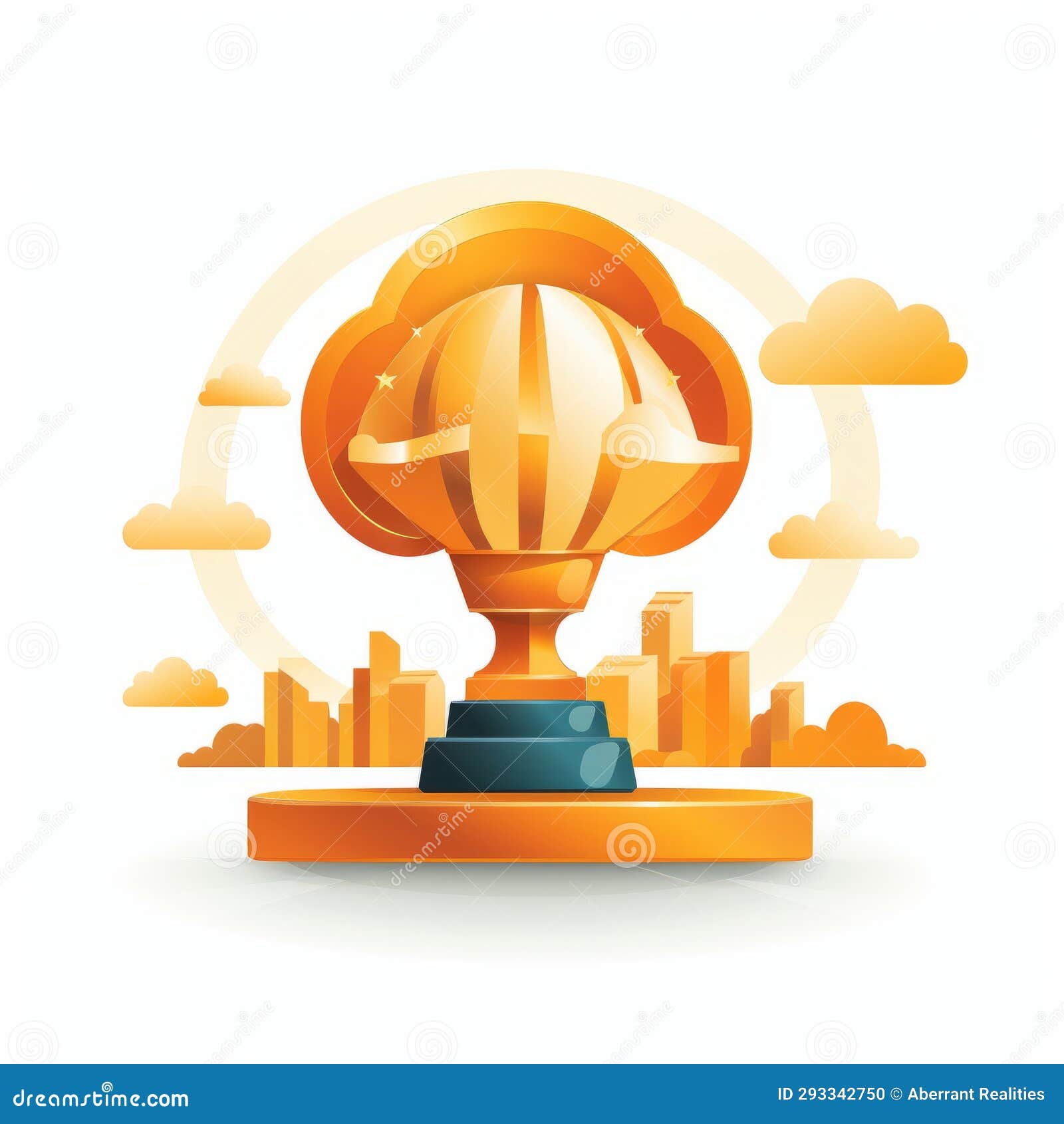An Illustration of a Hot Air Balloon on Top of a Trophy Stock ...
