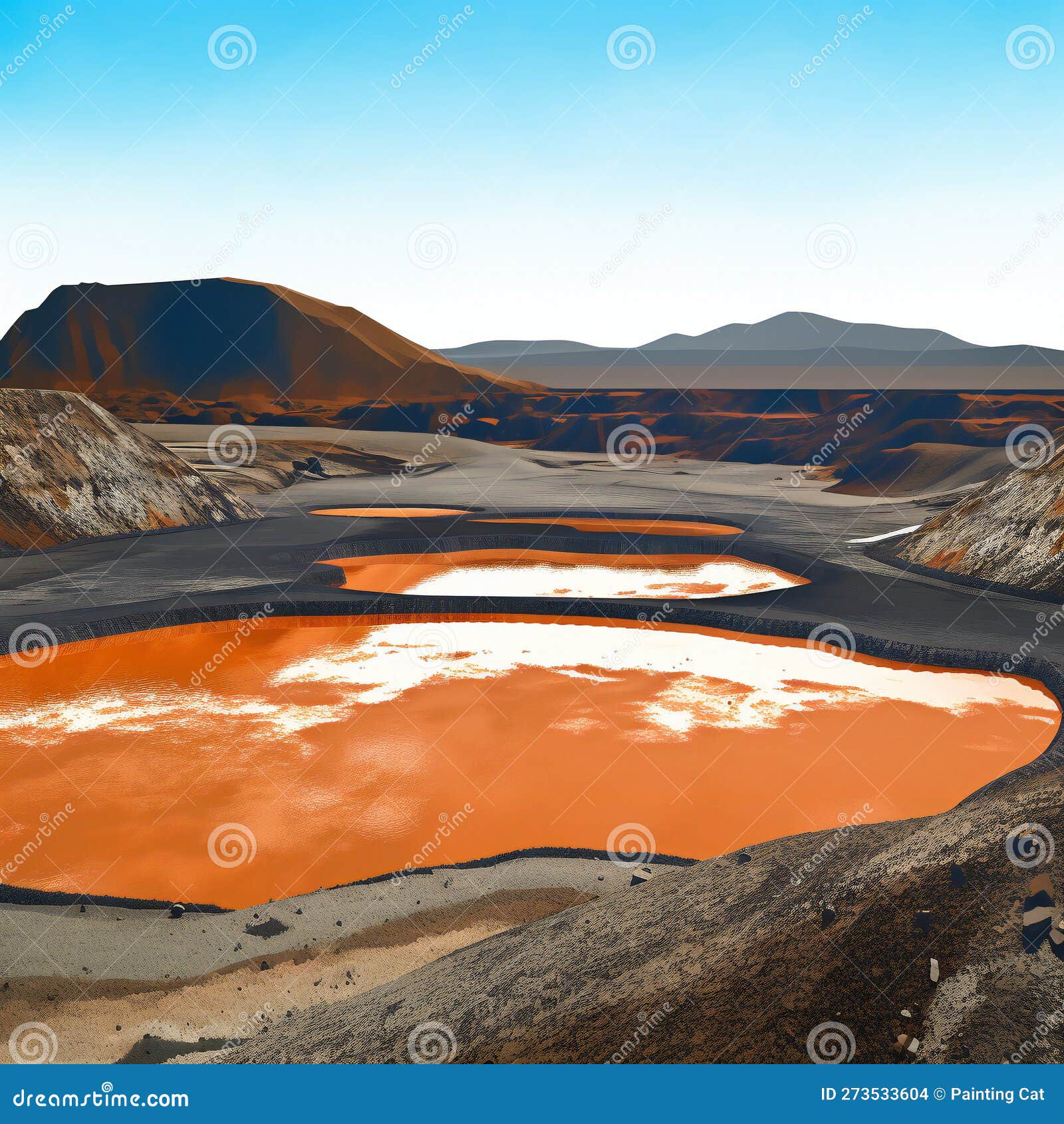 Hot Spring Area in North, Creative Digital Illustration, Abstract ...