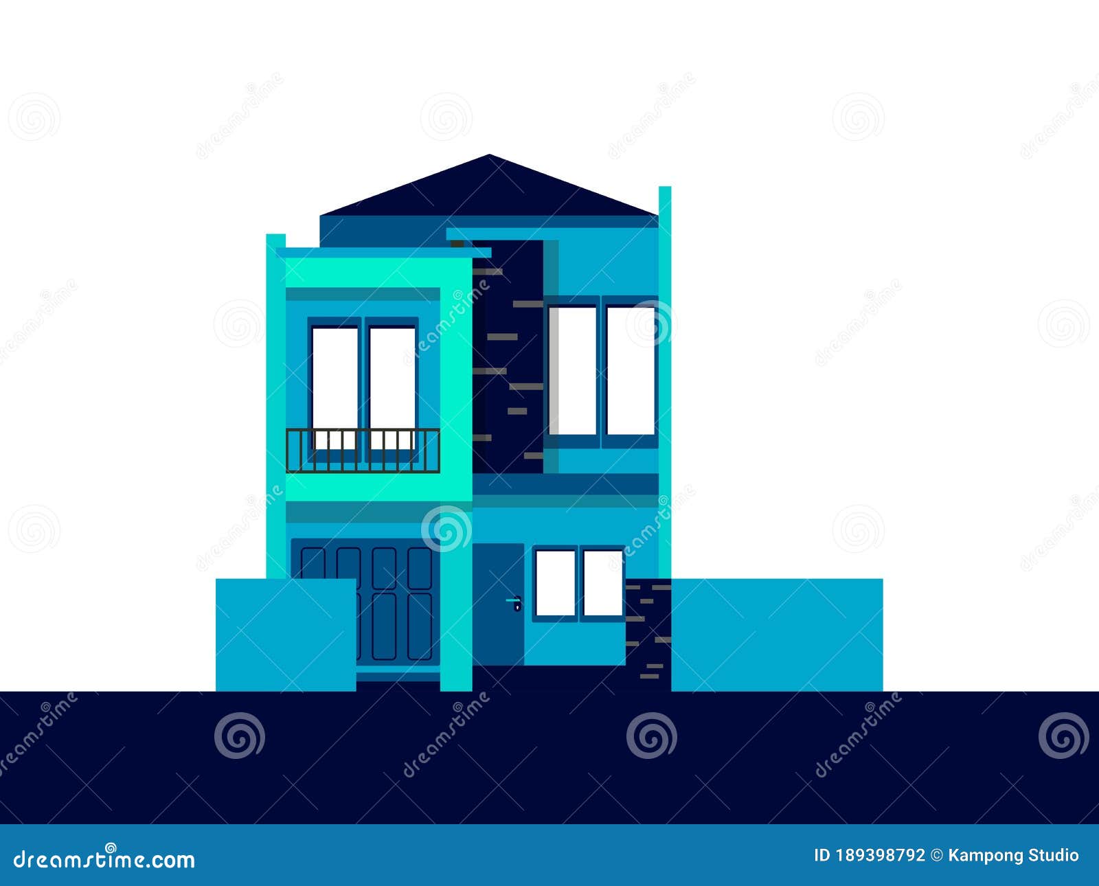 Illustration of a House in Blue Color Stock Vector - Illustration of ...