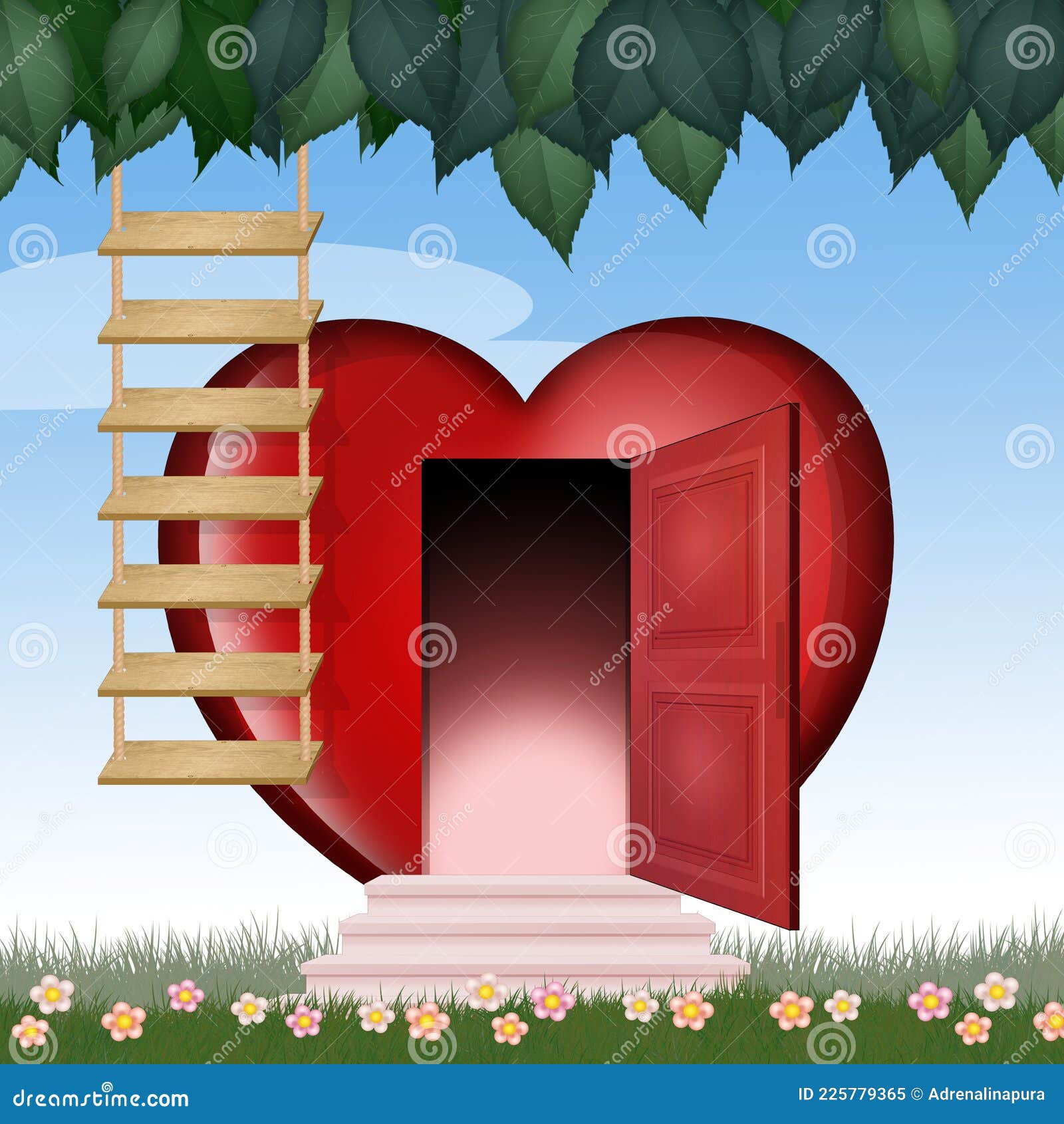 The House of the Heart in the Woods Stock Illustration - Illustration ...