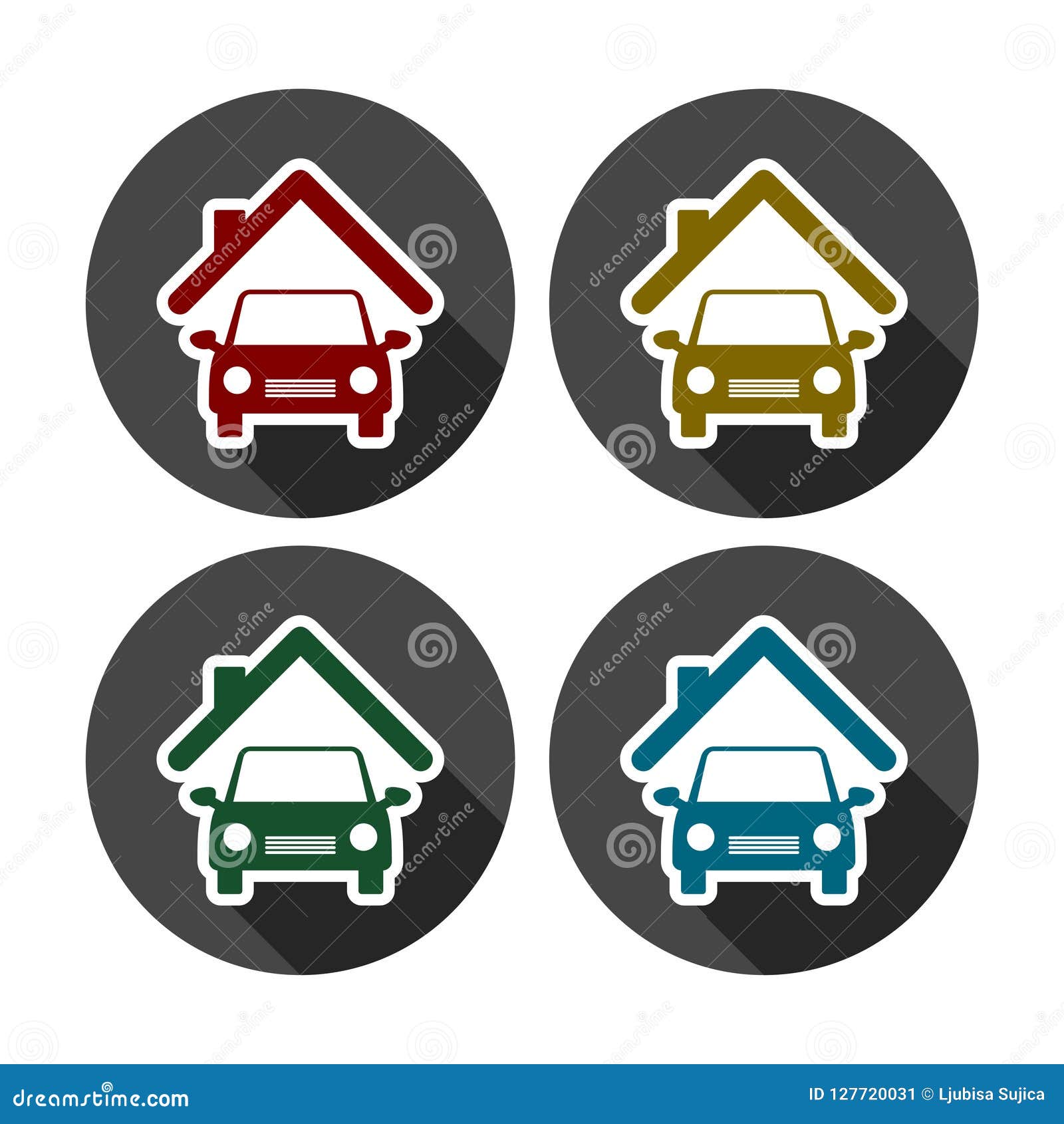 Illustration of a House Icon with a Car Stock Vector - Illustration of ...