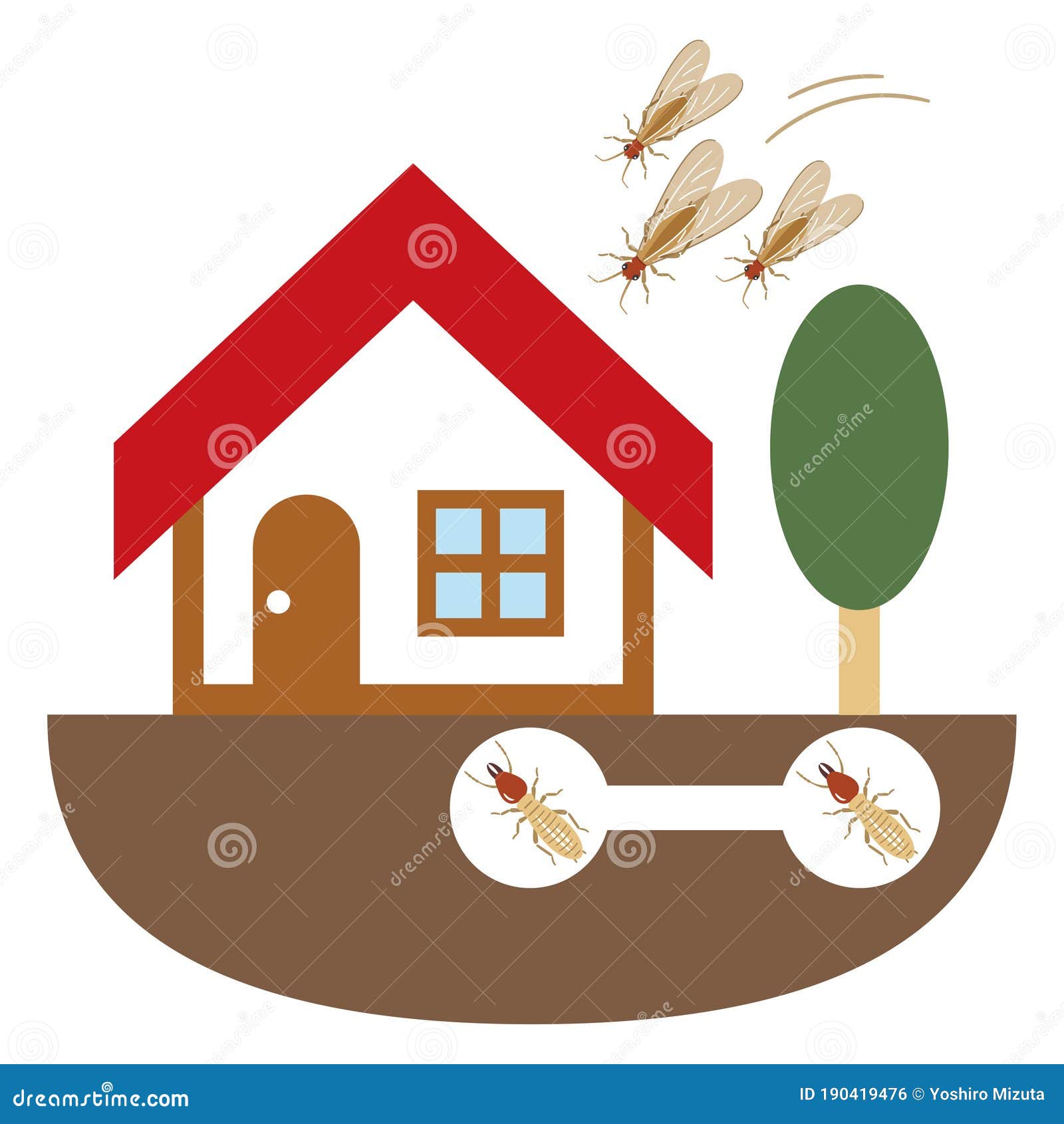 Illustration of a House Invaded by Termites Stock Vector - Illustration ...