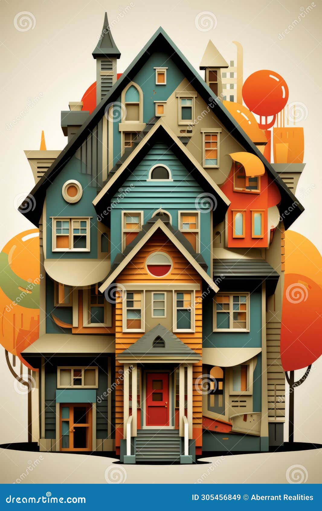 An Illustration of a House with Lots of Windows Stock Illustration ...