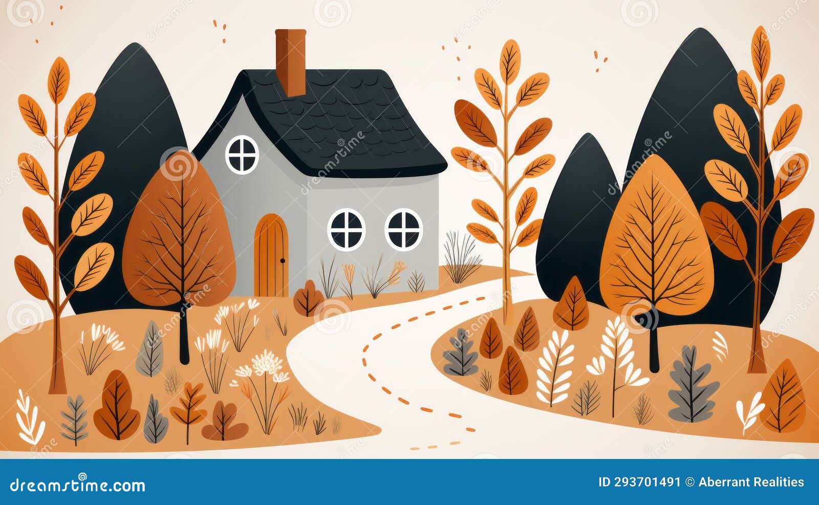 An Illustration of a House Surrounded by Trees Stock Illustration ...