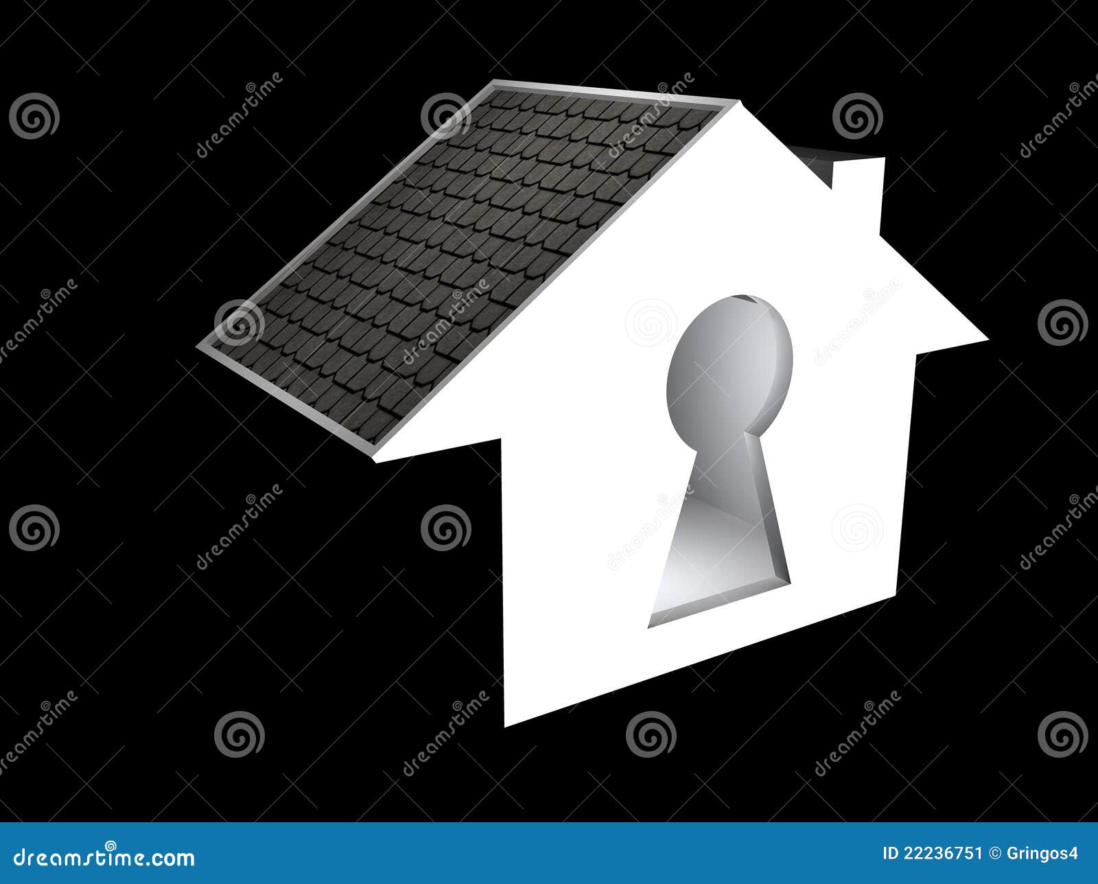 A Illustration Of A House Symbol With A Big Lock Stock Illustration ...