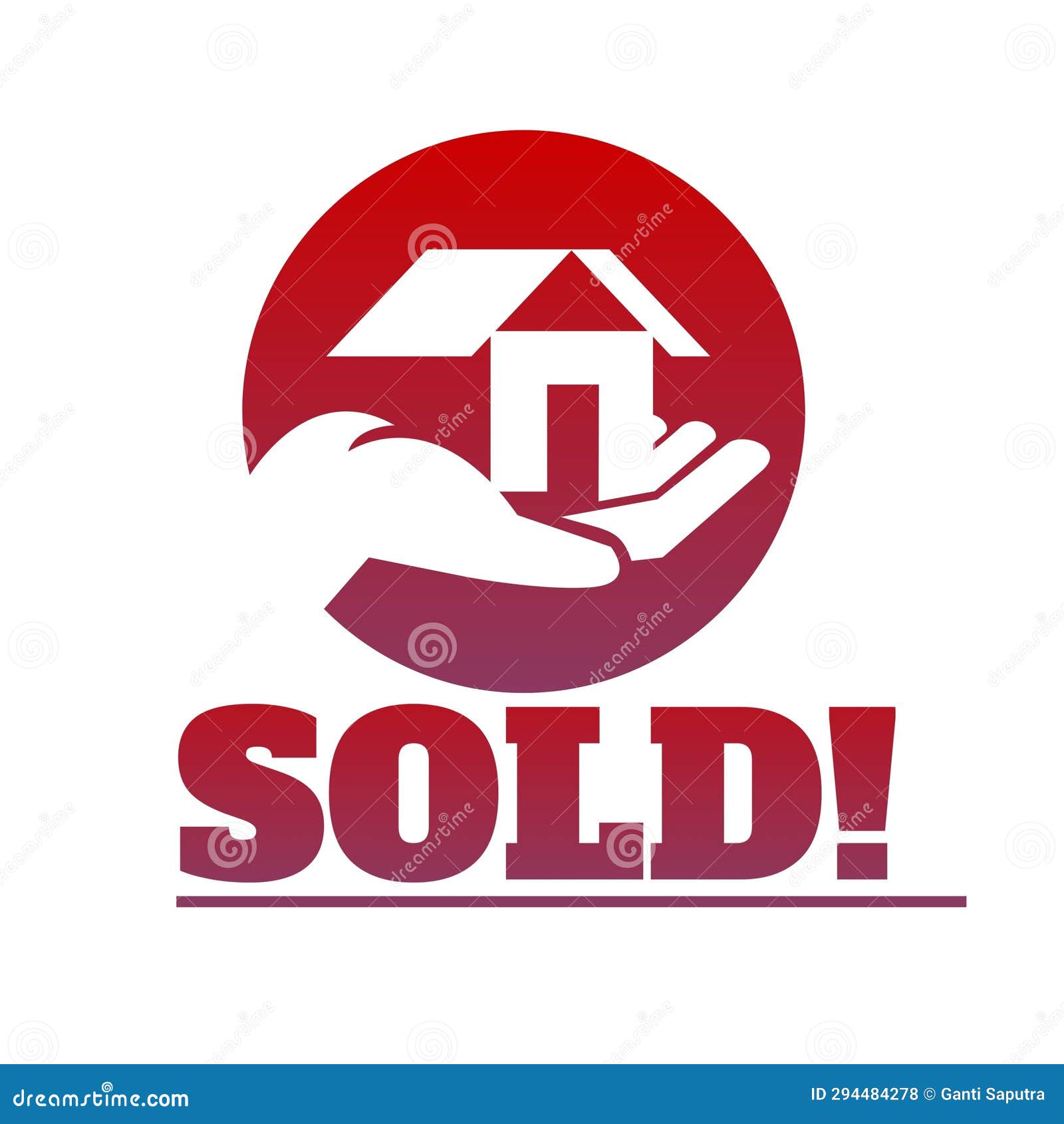 Illustration of House Symbol with Text Sold! Over White Background ...