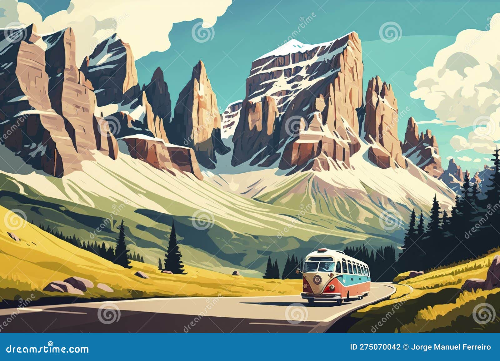 Illustration, Huge Mountains of the Italian Alps ,generative Ai Stock ...