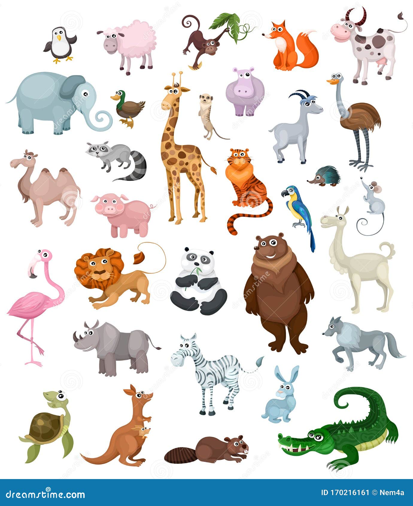 Illustration of a Huge Set with Different Animals Stock Vector ...