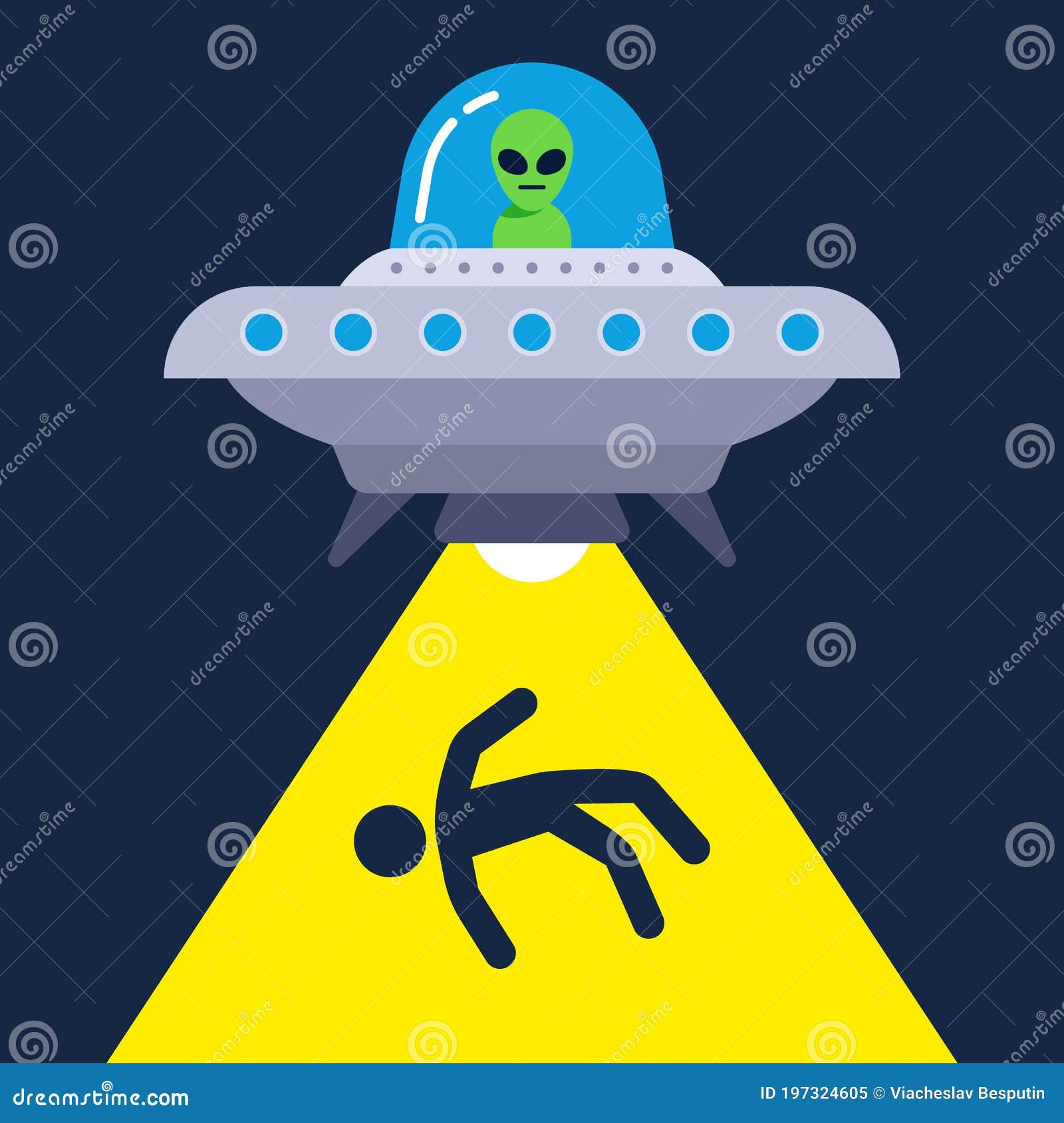 UFO And Cow. Aliens Abduct Cattle. Frisbee And Farm Animals Cartoon ...