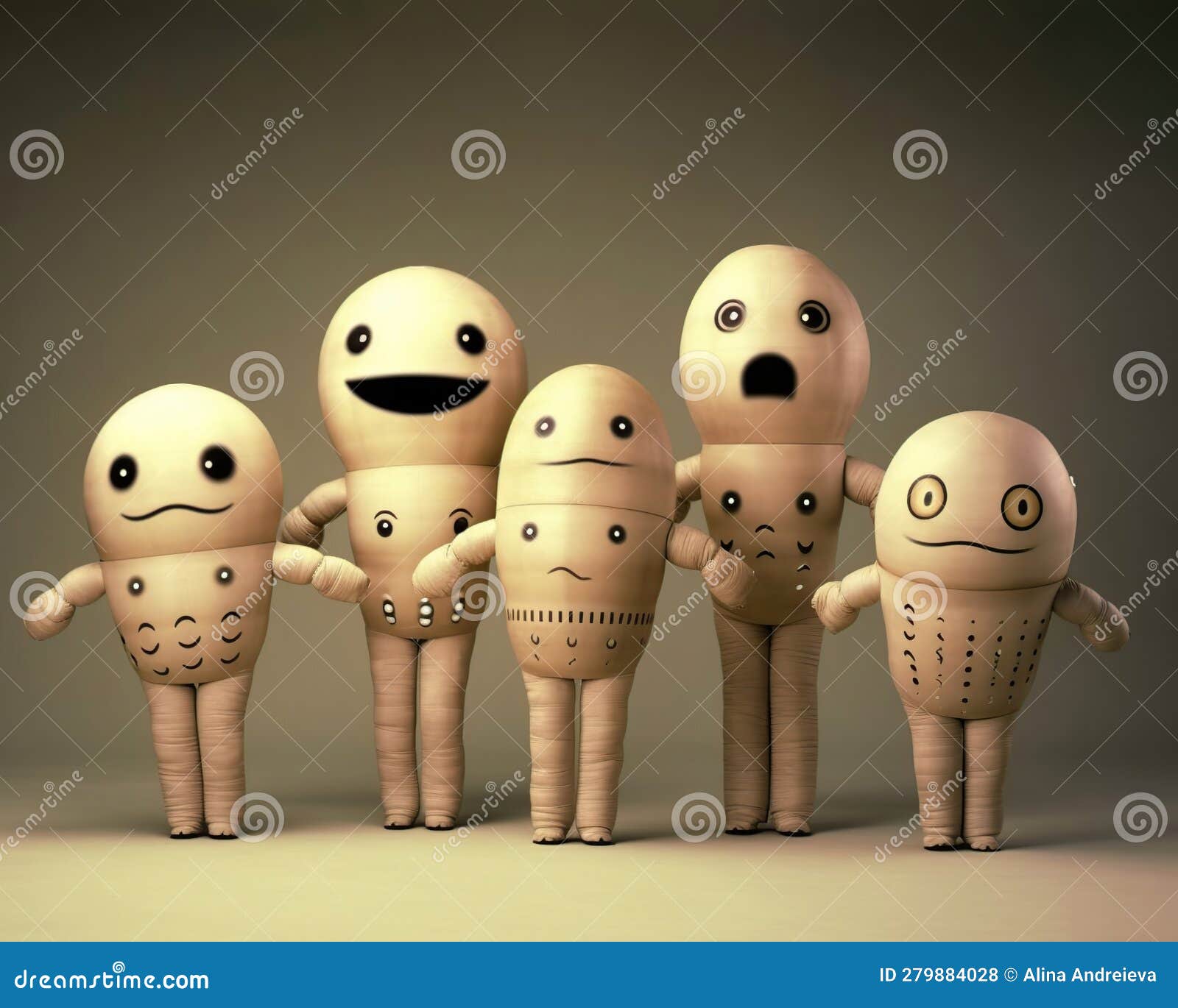 Illustration of Human Bodies with Face Emojis Stock Illustration ...
