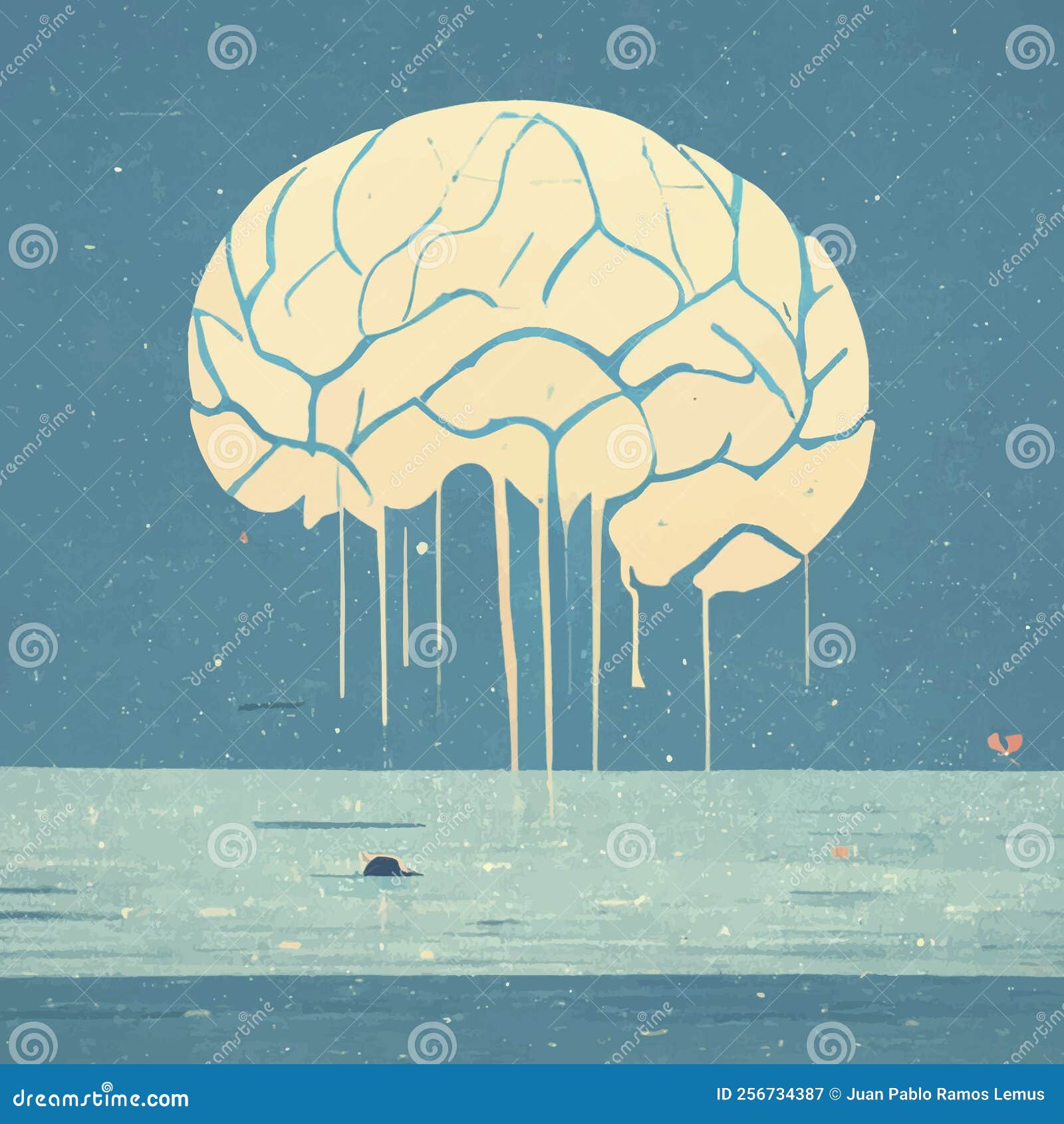 Illustration of the Human Brain. Blue 2d Illustration of the Human ...