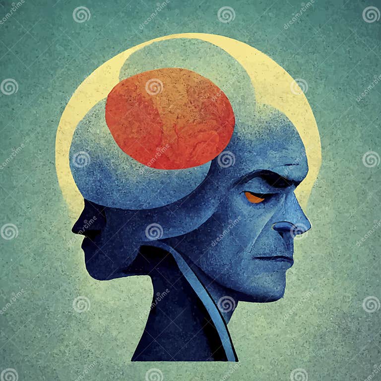 Illustration of the Human Brain. Blue 2d Illustration of the Human ...