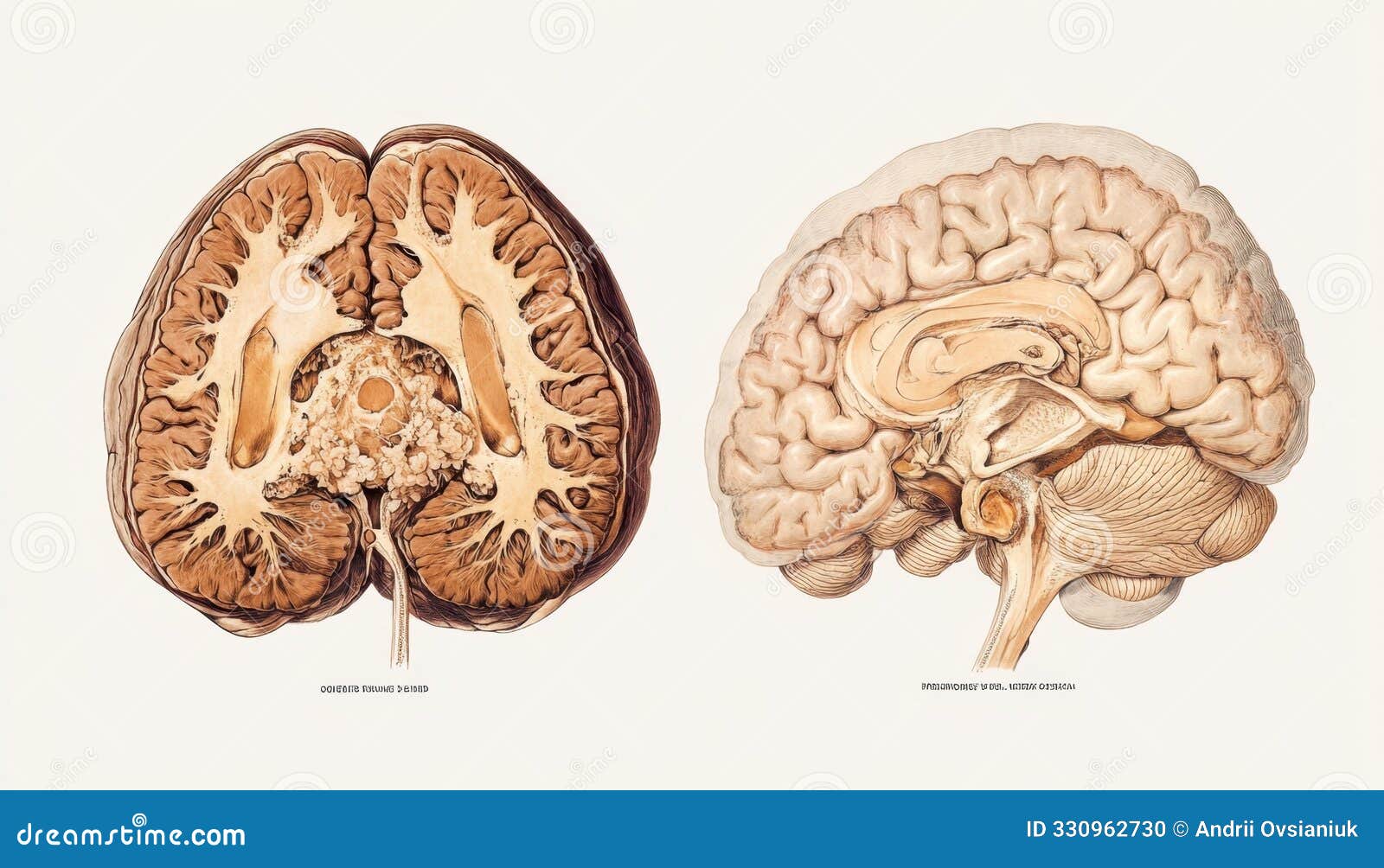 Illustration of a Human Brain and Cross-section View for Understanding ...