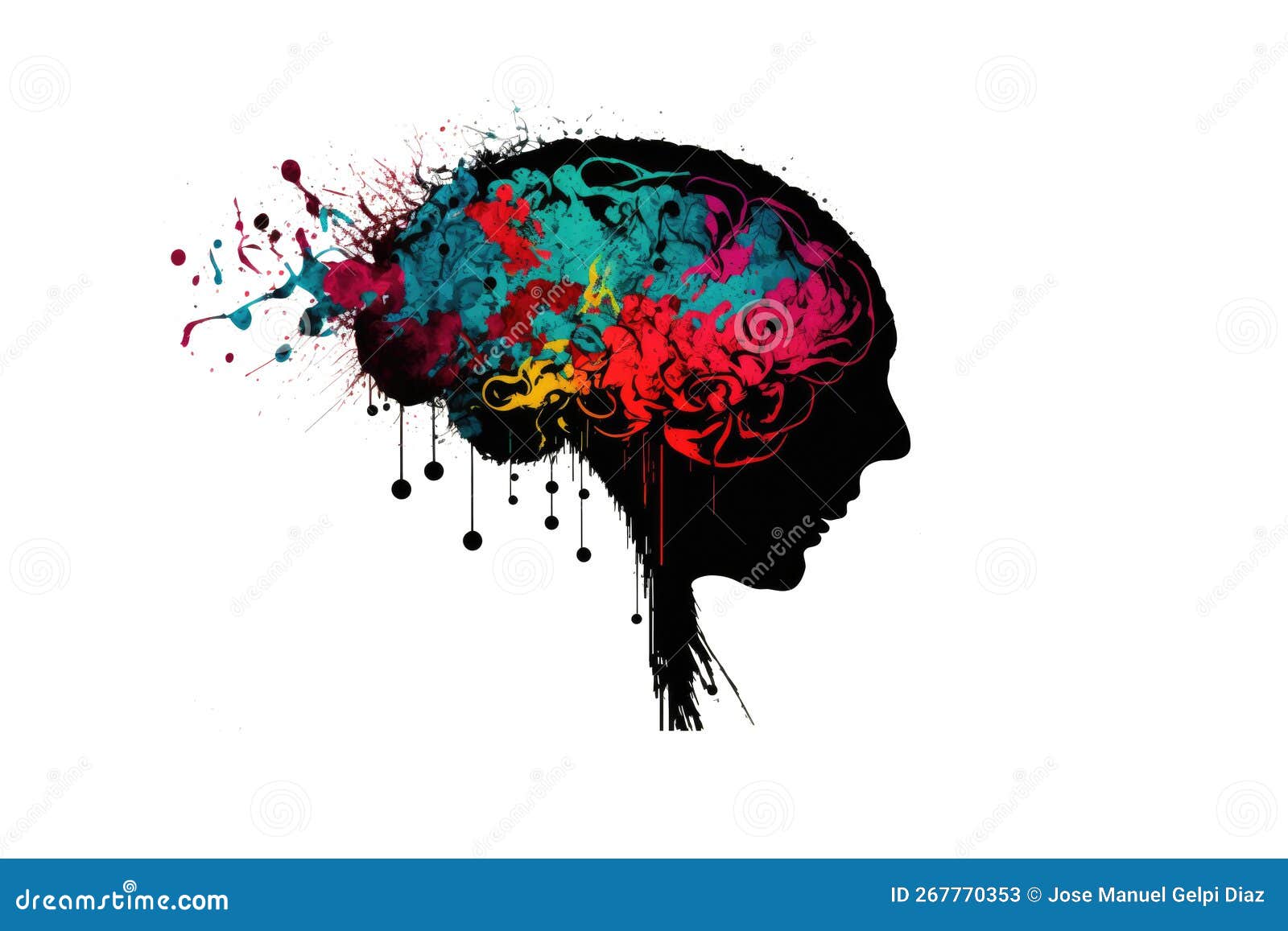 Illustration of a Human Brain Exploding from Problems and Fatigue on ...