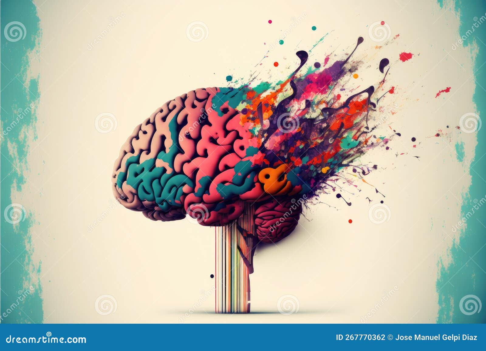 Illustration of a Human Brain Exploding from Problems and Fatigue on ...