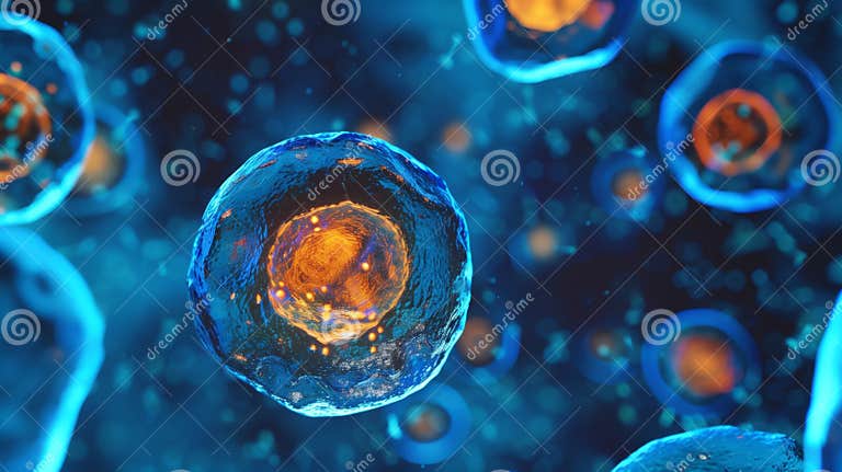 Illustration of a Human Cell Under a Microscope Stock Illustration ...