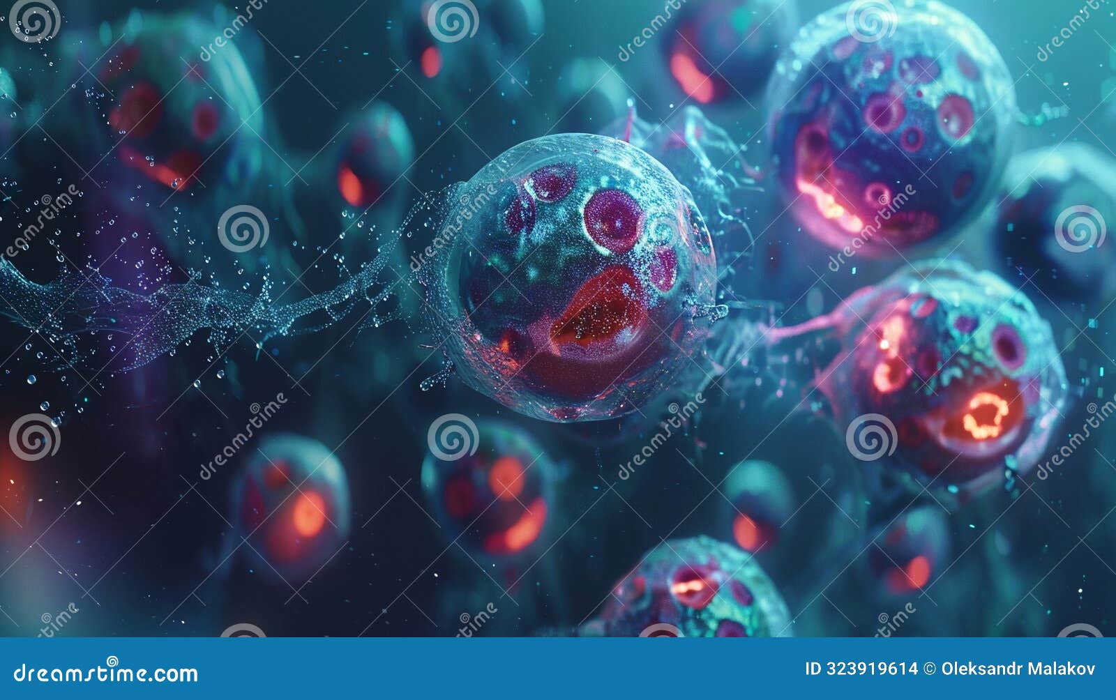 Illustration of Human Cells Under a Microscope Stock Illustration ...