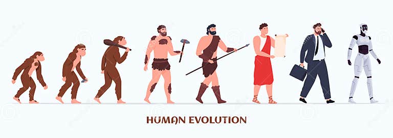 Illustration of Human Evolution. Development from Ape To Man and To ...