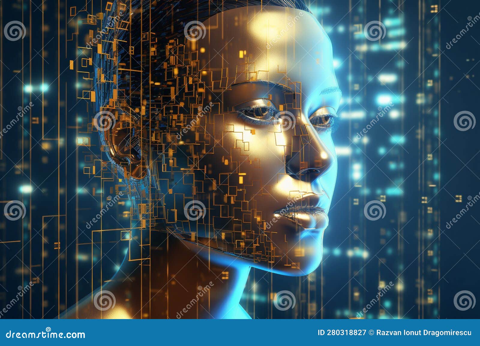 Illustration of a Human Face Intricately Intertwined with Mesmerizing ...