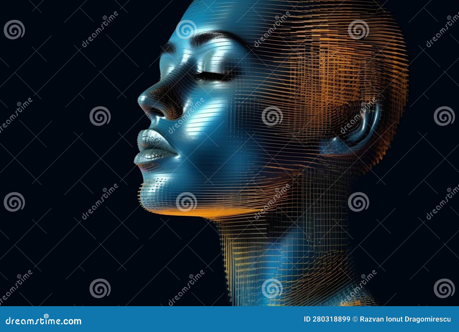 Illustration of a Human Face Intricately Intertwined with Mesmerizing ...