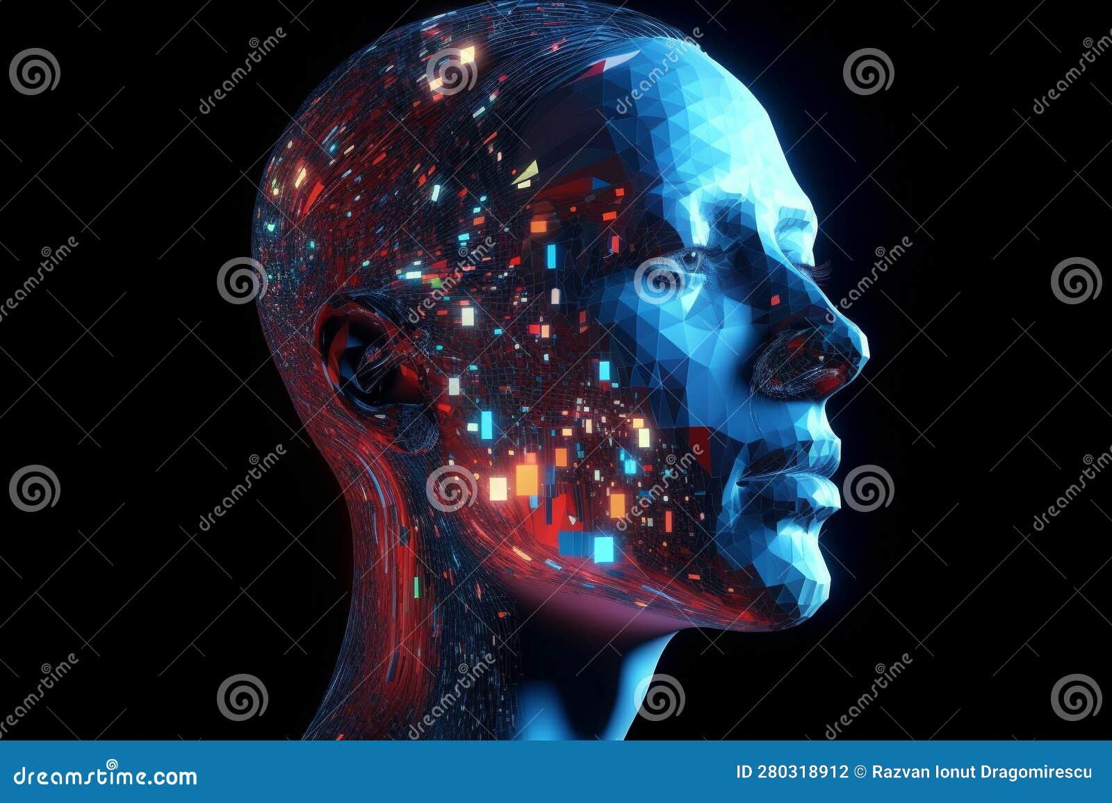 Illustration of a Human Face Intricately Intertwined with Mesmerizing ...
