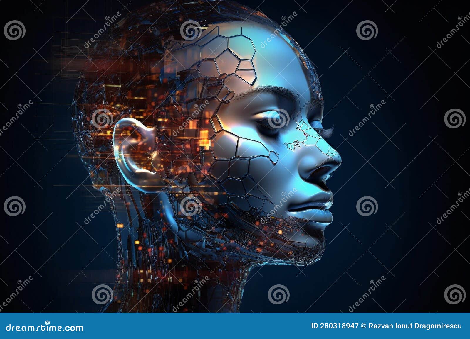 Illustration of a Human Face Intricately Intertwined with Mesmerizing ...