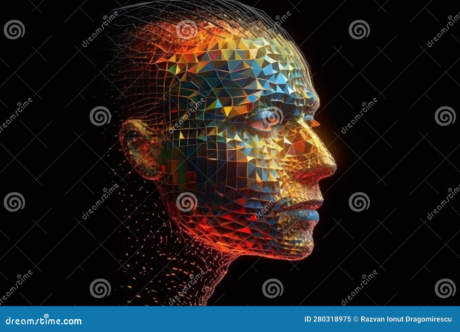 Illustration of a Human Face Intricately Intertwined with Mesmerizing ...
