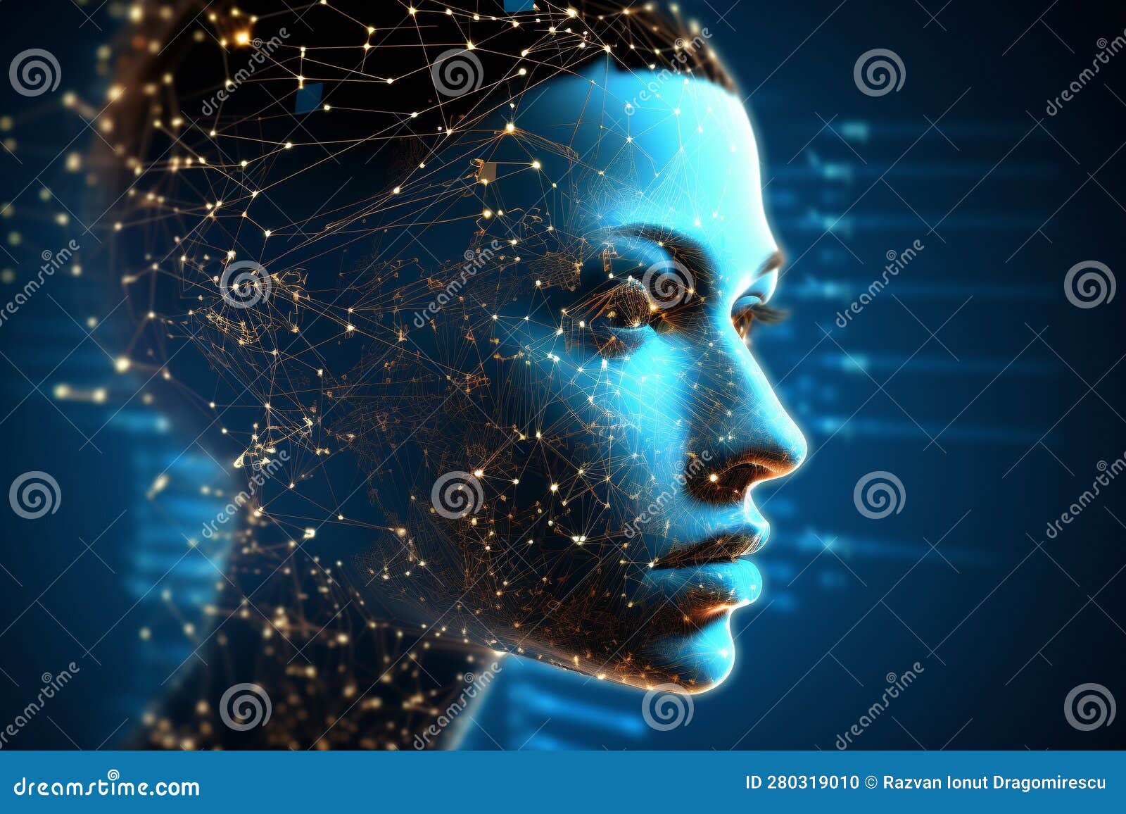 Illustration of a Human Face Intricately Intertwined with Mesmerizing ...