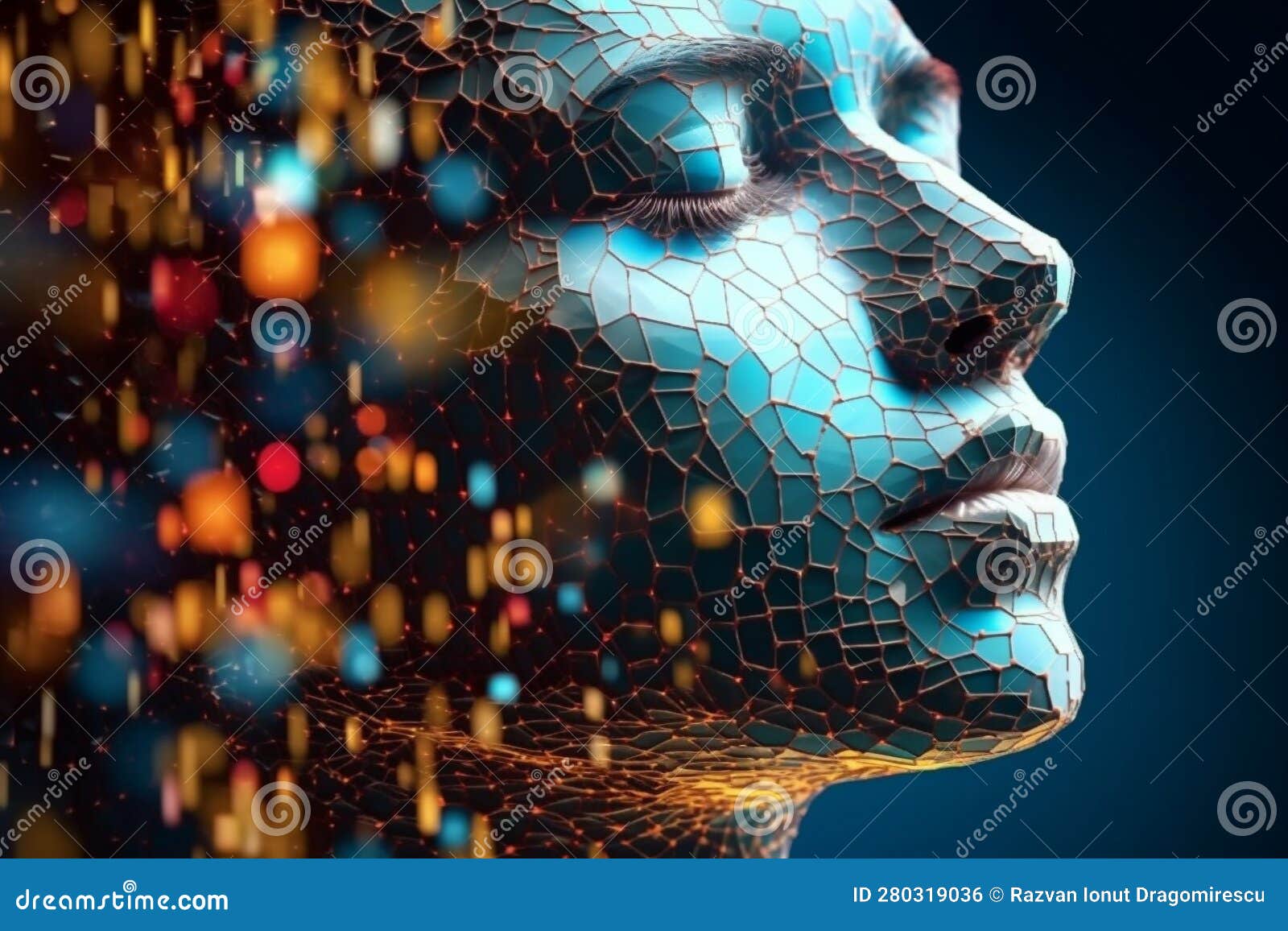 Illustration of a Human Face Intricately Intertwined with Mesmerizing ...