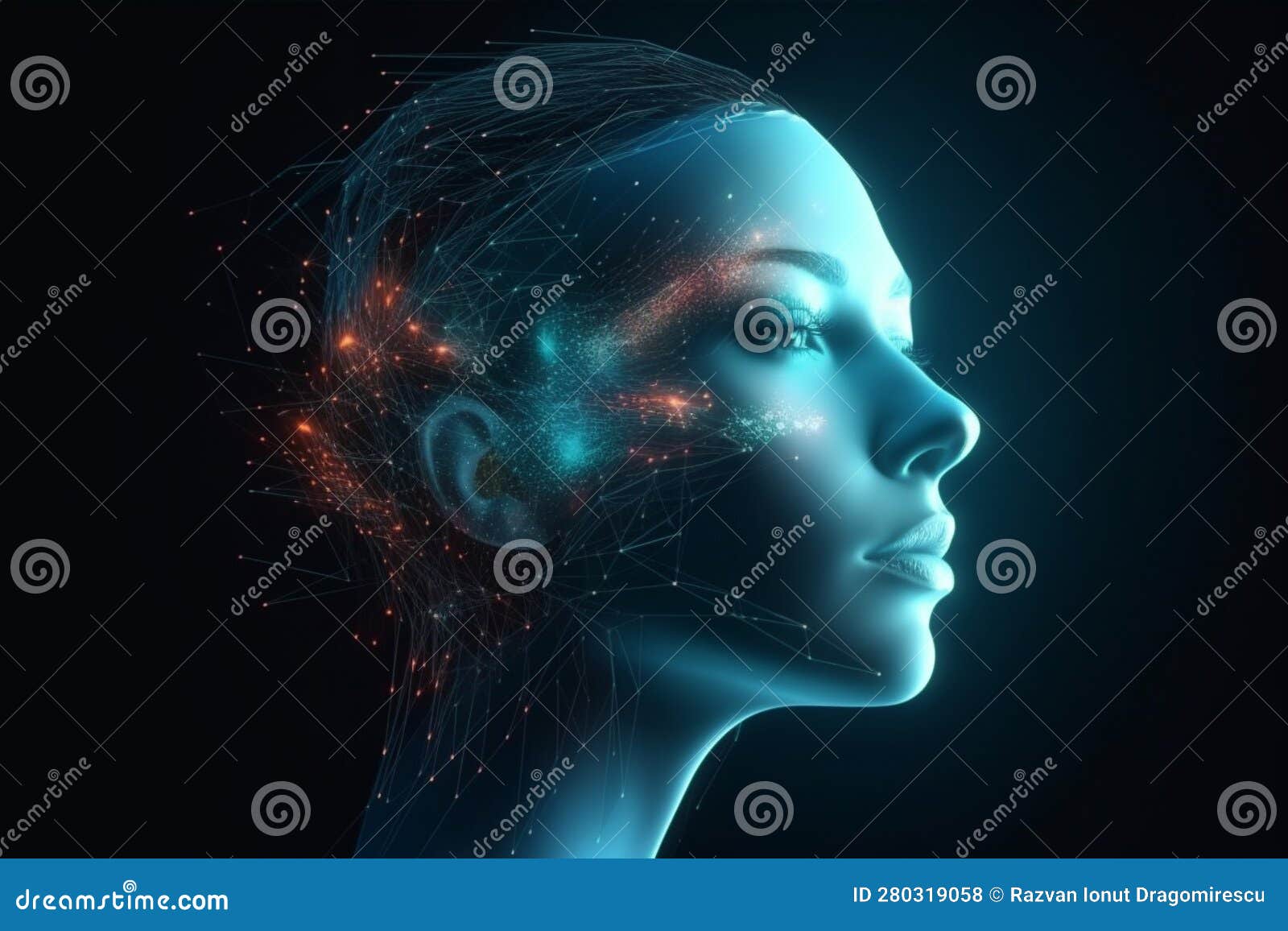 Illustration of a Human Face Intricately Intertwined with Mesmerizing ...