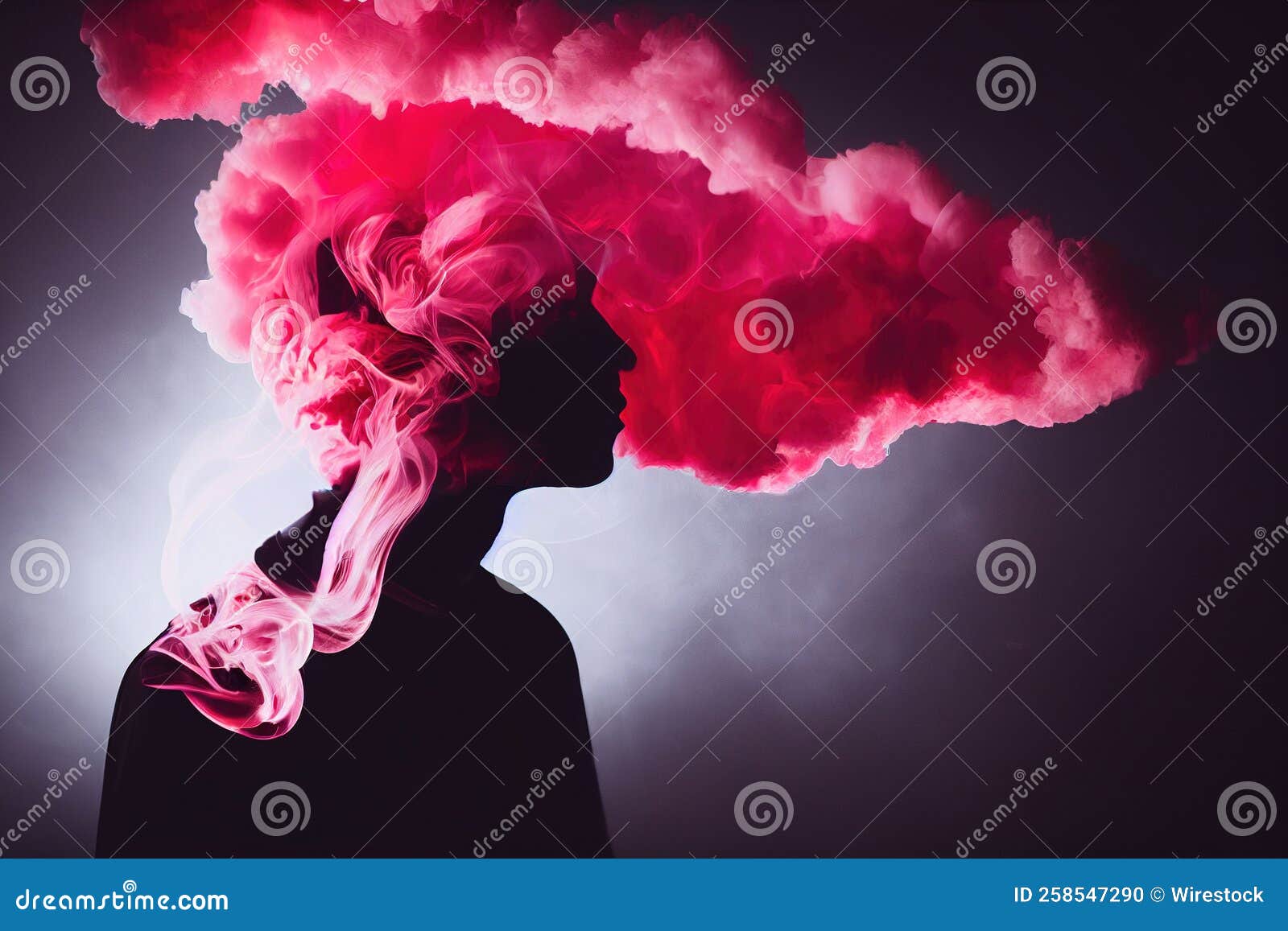 Illustration of a Human Face Surrounded by Smoke Stock Illustration ...