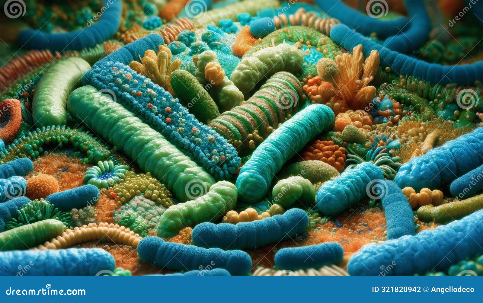 Illustration of Human Gut Bacteria As E. Coli and Lactobacillus and ...