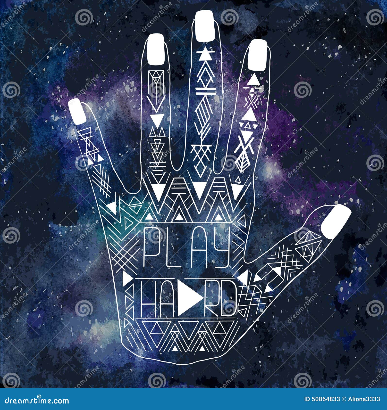 Illustration of Human Hand with Aztec Pattern Stock Illustration ...