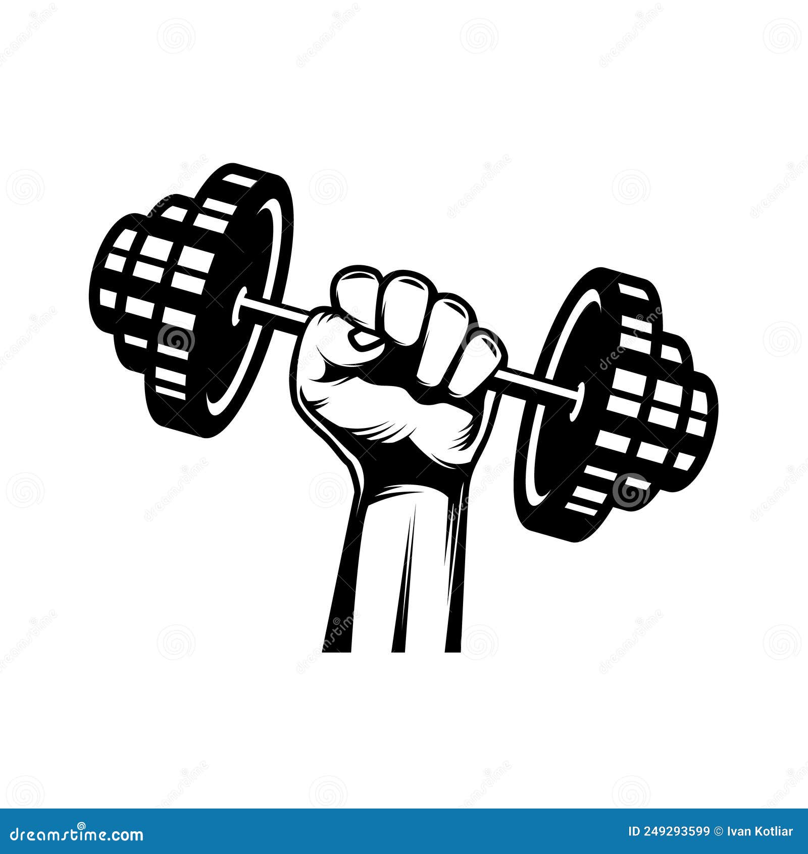 Illustration of Human Hand with Barbell. Vector Illustration Stock ...