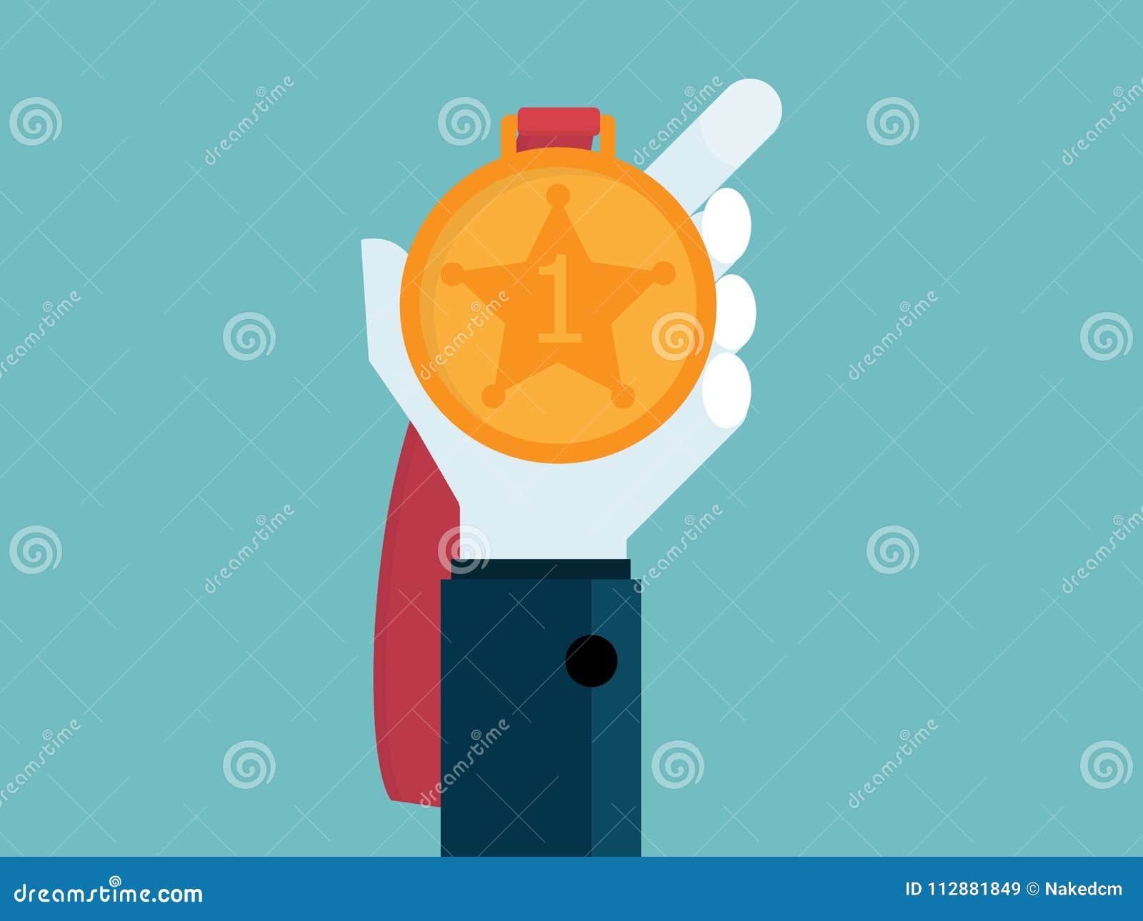Illustration of Human Hand Holding Golden Medal Stock Vector ...