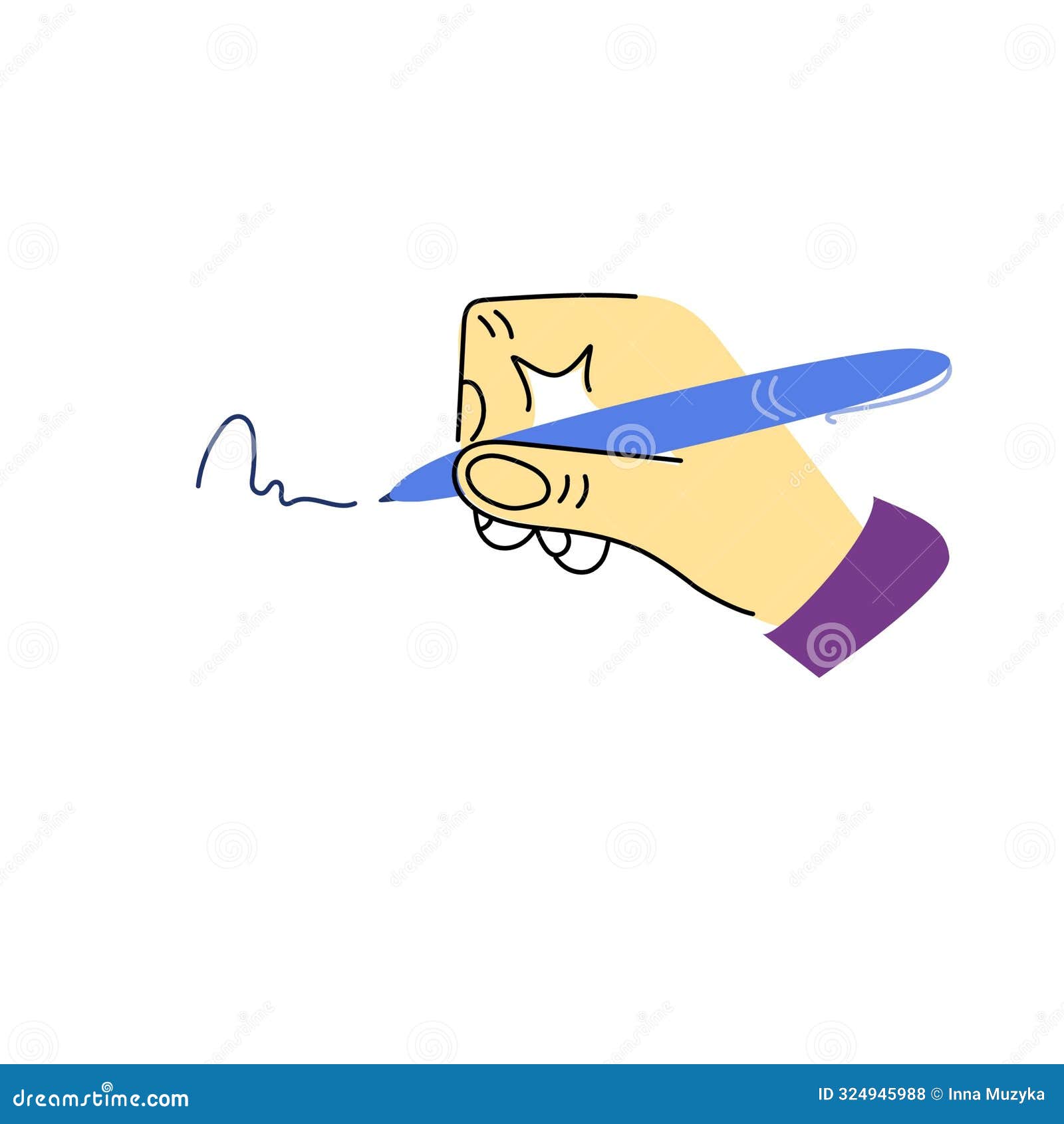 Illustration of Human Hand with Pen Make a Sign Stock Illustration ...