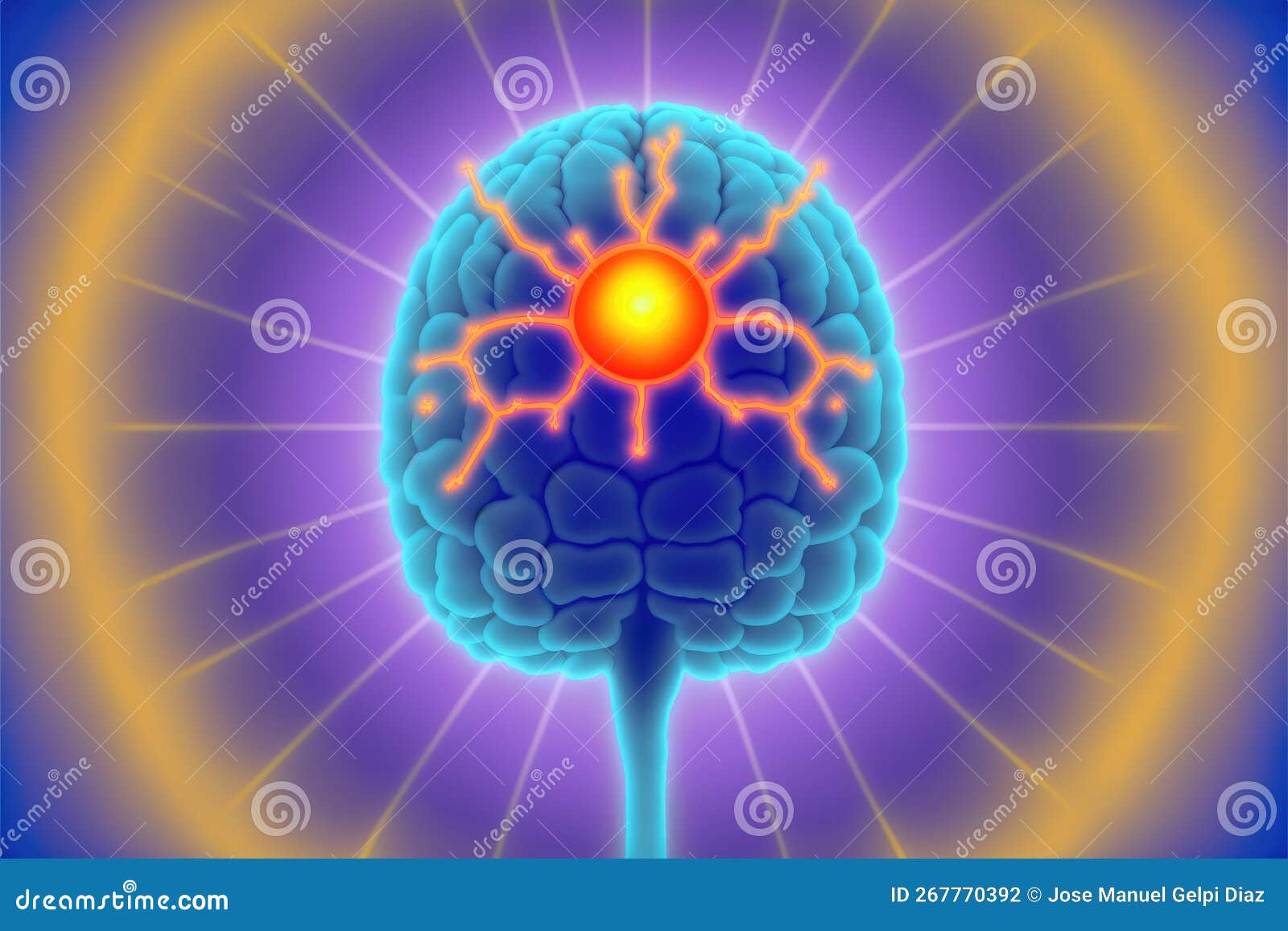 Illustration of a Human Head and Brain. Thinking Concept. Neurological ...
