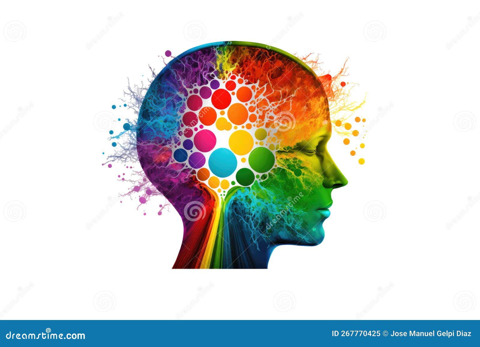Illustration Of A Human Head And Brain. Thinking Concept. Neurological ...