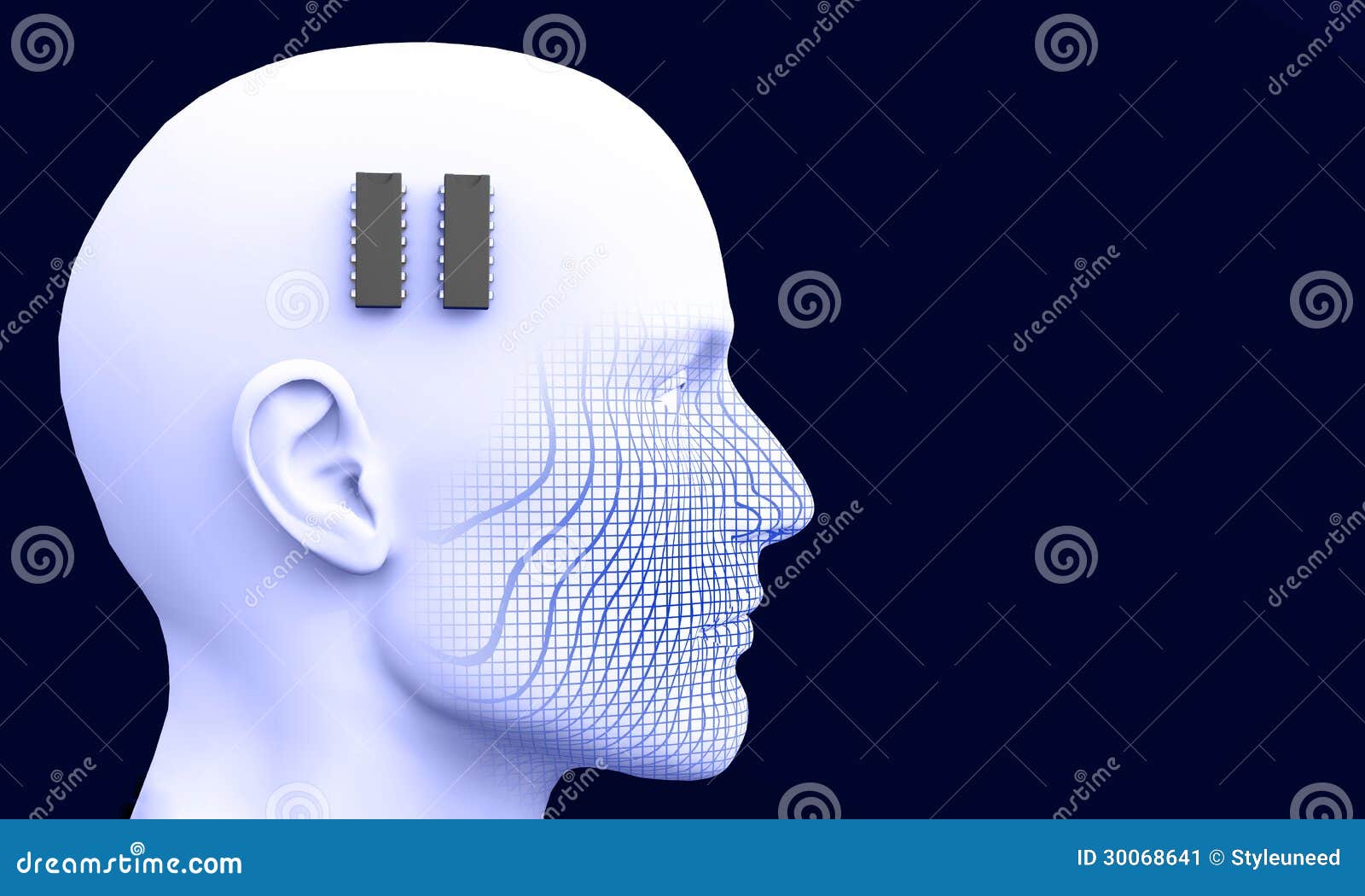Brain chip stock illustration. Illustration of technology - 30068641