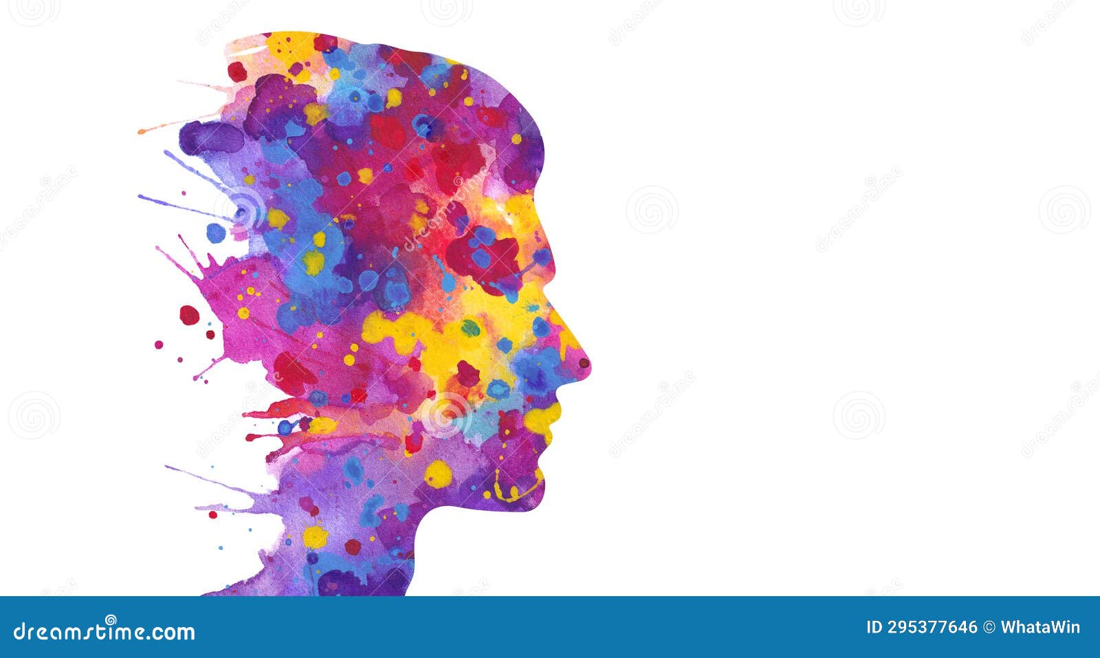 Illustration of Human Head Silhouette with Abstract Watercolor Splashes ...