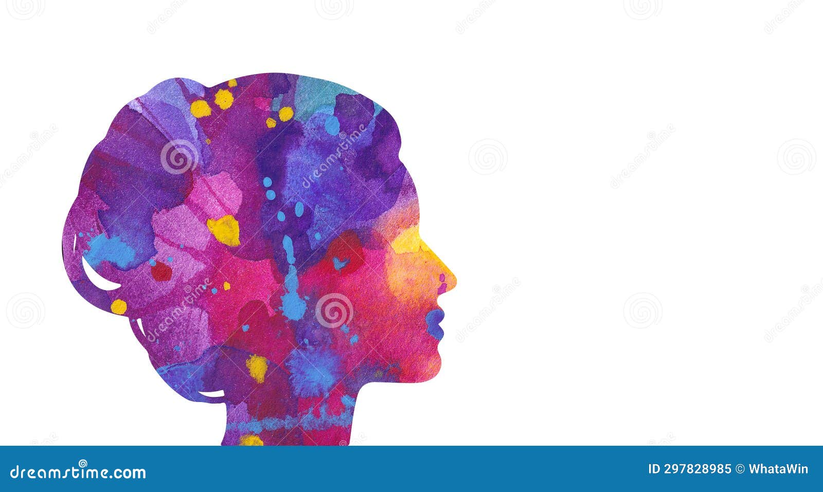 Illustration of Human Head Silhouette with Abstract Watercolor Splashes ...