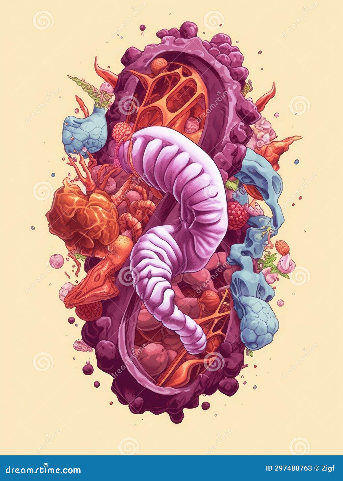 Illustration of Human Intestine Stock Illustration - Illustration of ...