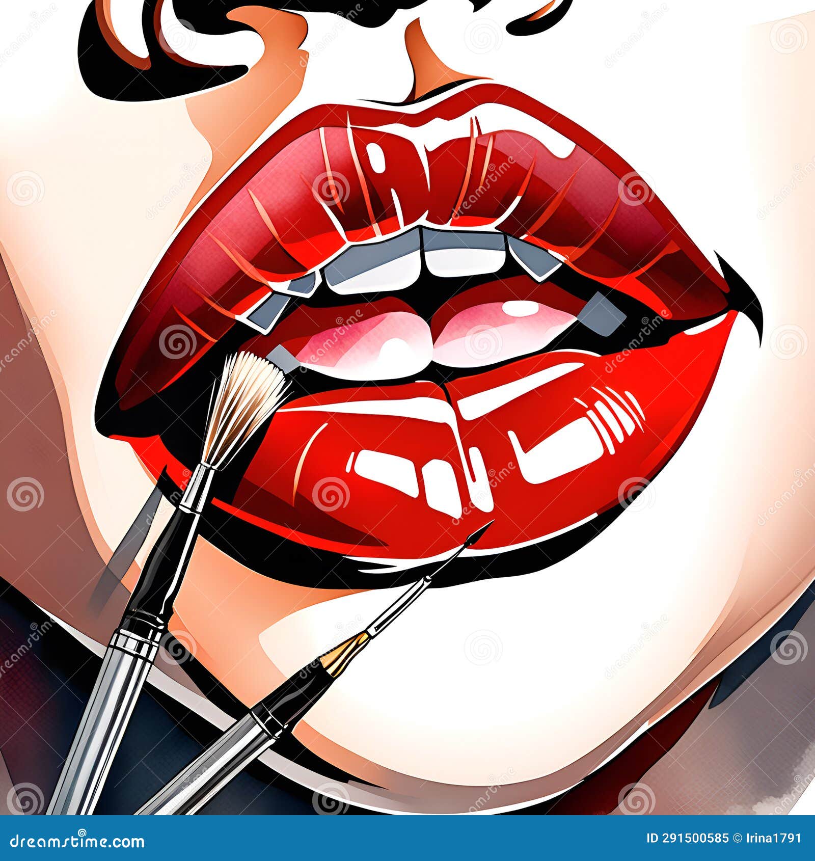 Illustration of Human Lips Close-up Stock Illustration - Illustration ...