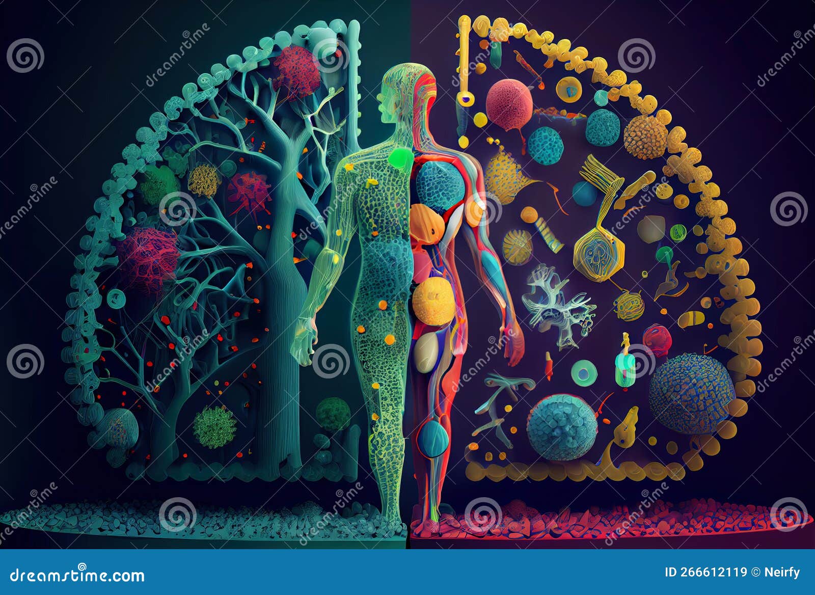 Illustration of Human Microbiota Stock Illustration - Illustration of ...