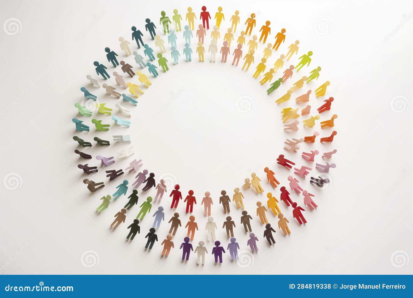 Illustration, Human Paper Figures in Circle with White Background, Ai ...