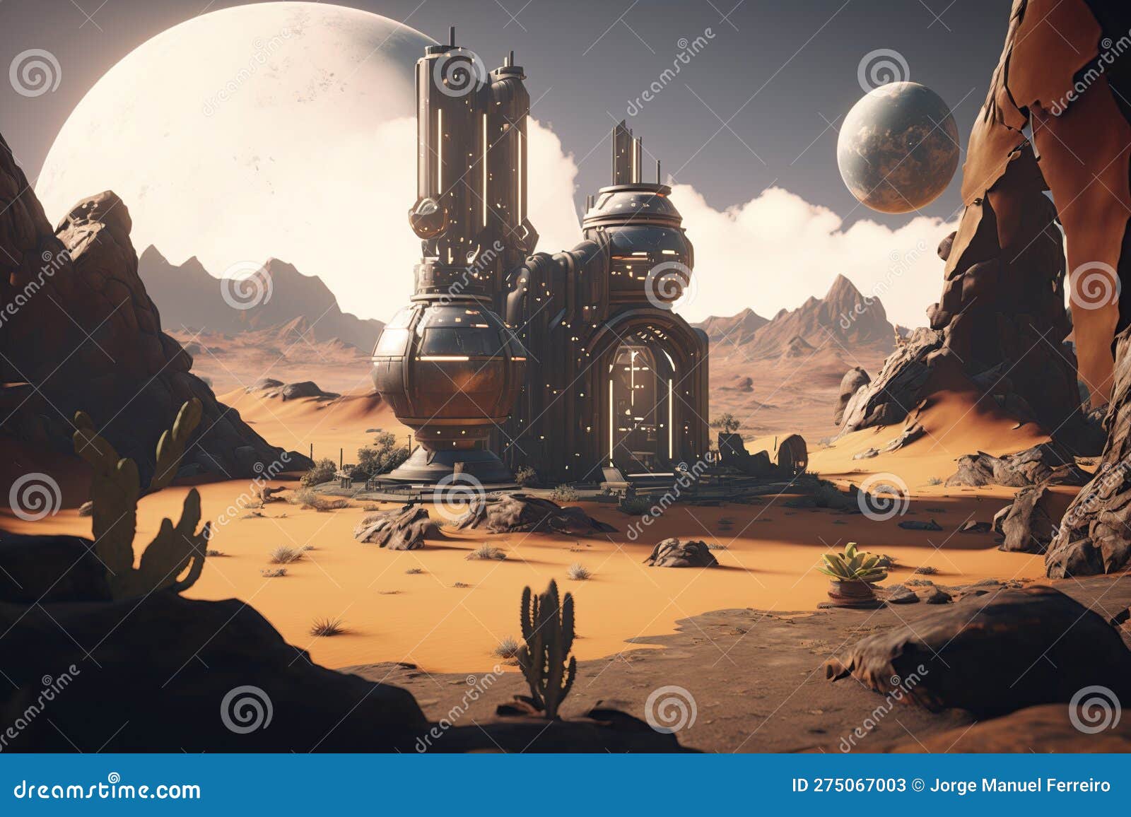 Illustration, a Human Space Base on an Unknown Planet, Generative Ai ...