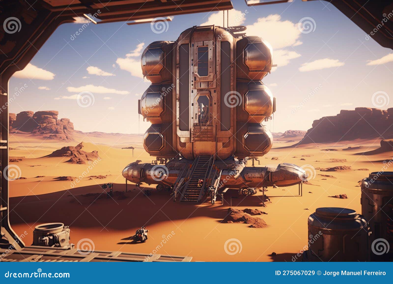 Illustration, a Human Space Base on an Unknown Planet, Generative Ai ...