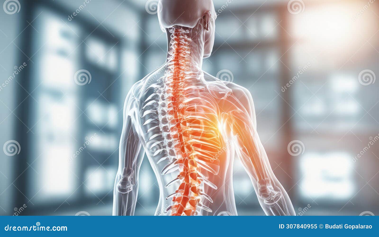 Illustration of Human Spine with Highlighted Vertebrae Stock ...