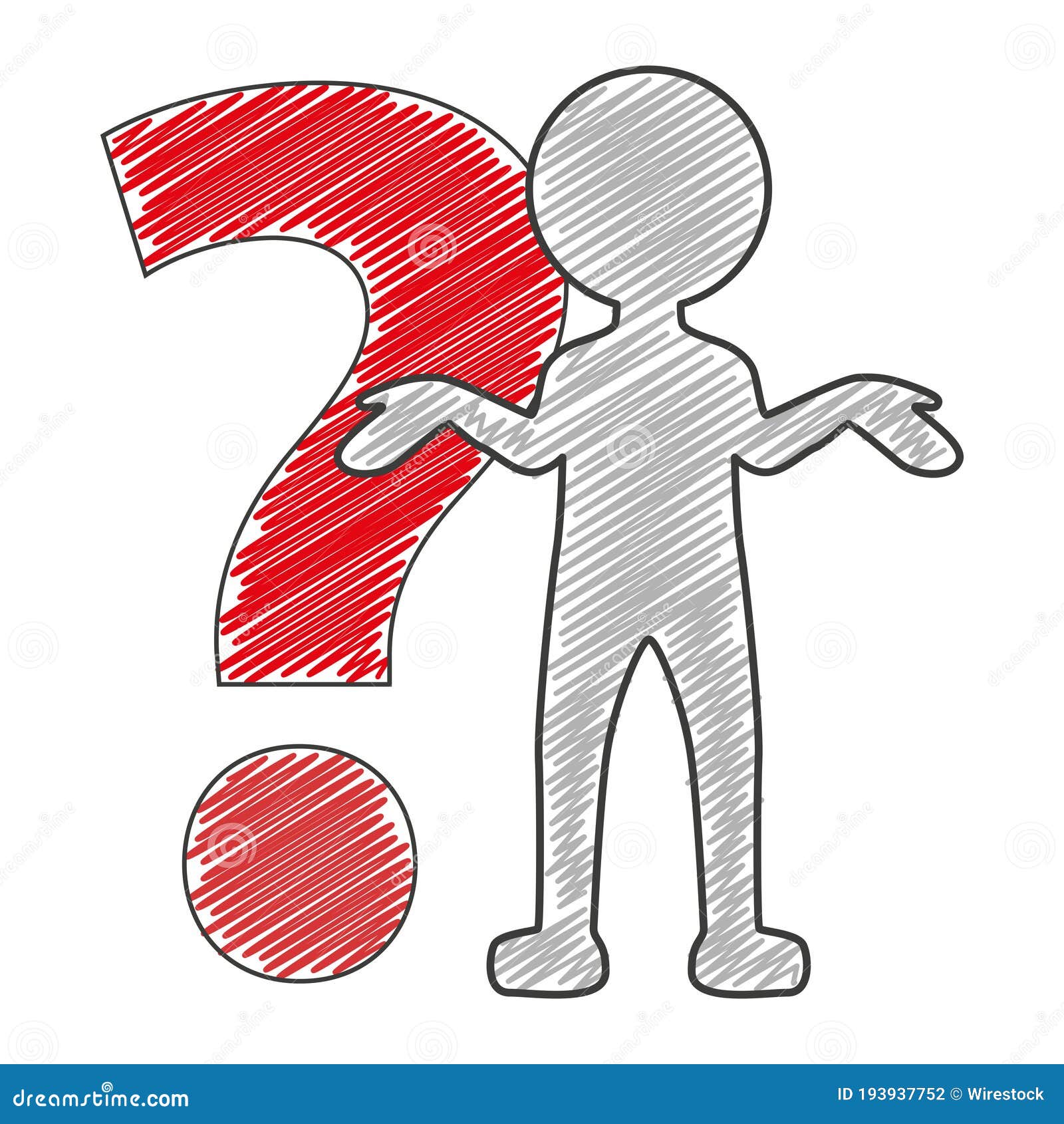 Illustration of a Human Standing with a Red Question Mark Behind Him ...
